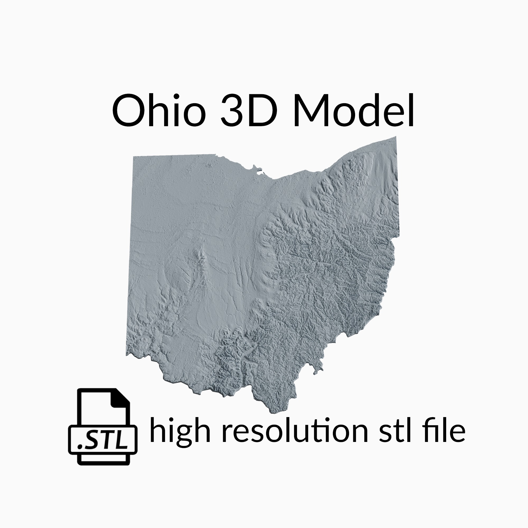 USA State of Ohio Topographic Map - 3D Terrain Topography 3D model 3D ...