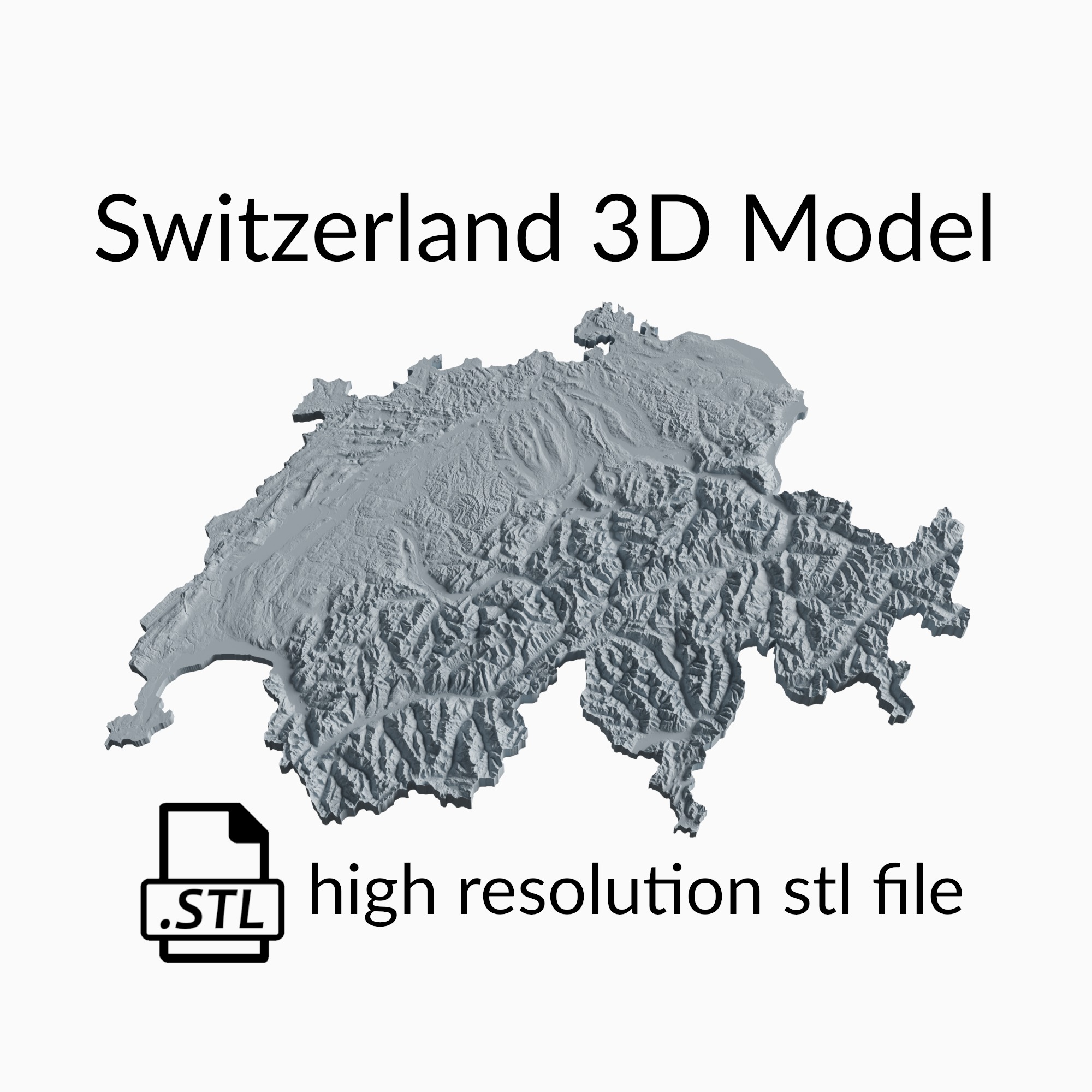 Switzerland Topographic Map - 3D Terrain Topography 3D model 3D ...