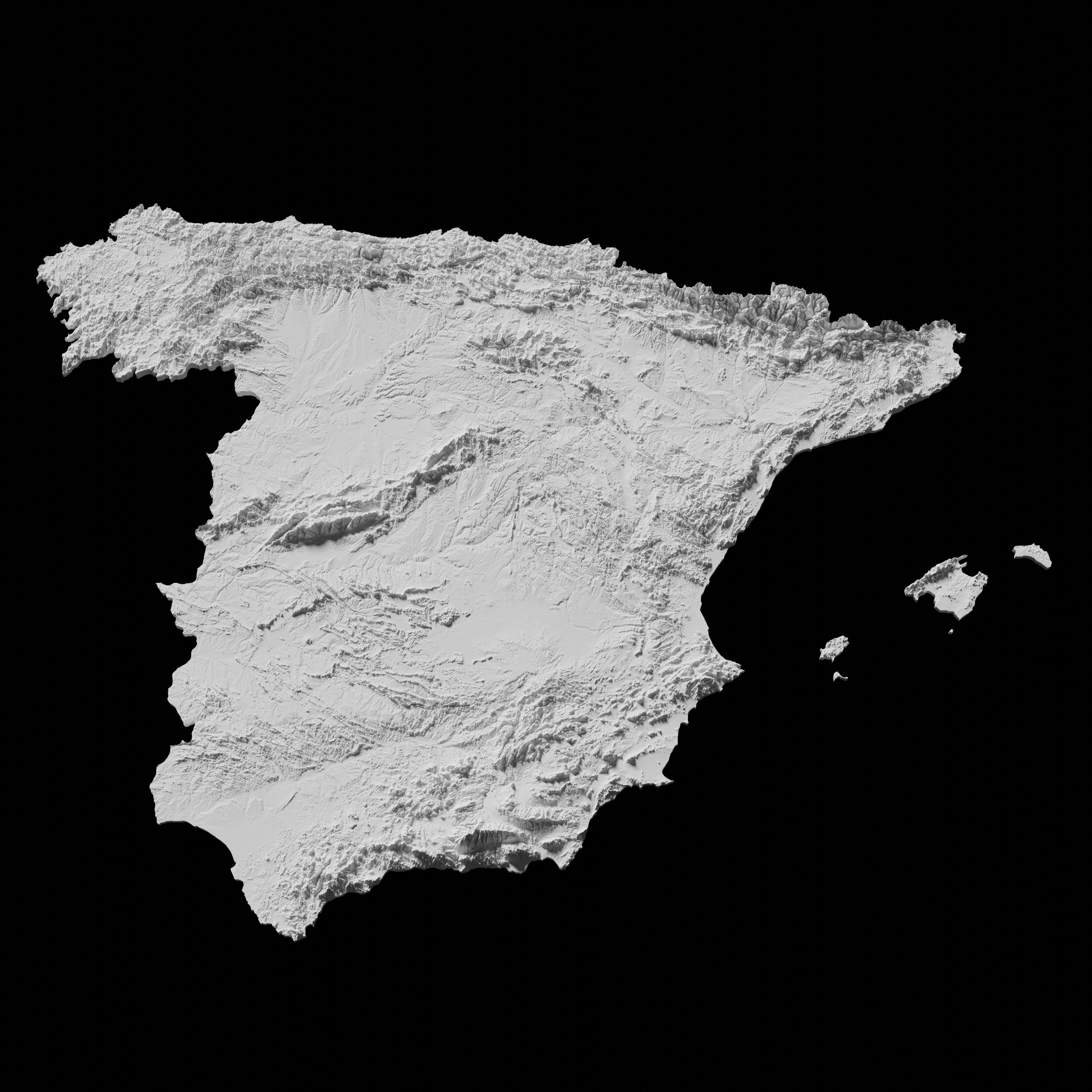 Spain Topographic Map - 3D Terrain Topography of Spain 3D model 3D ...