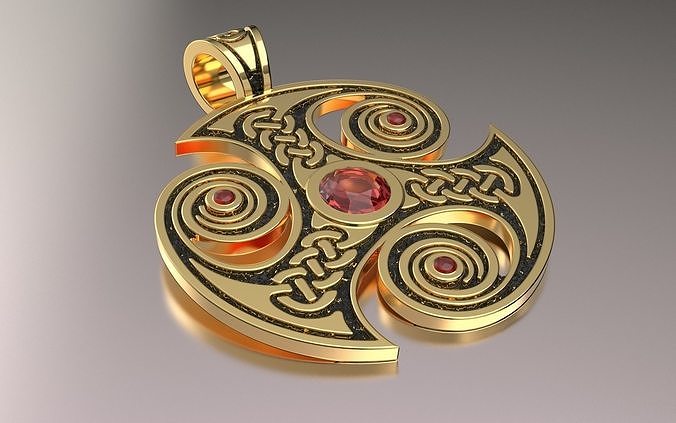 Pendant Amulet totem- triskelion trefot celtic 3D model 3D printable ...