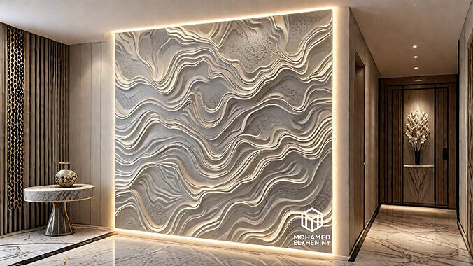 modern panel wall decor set wall relief mural CNC 132 3D model | CGTrader