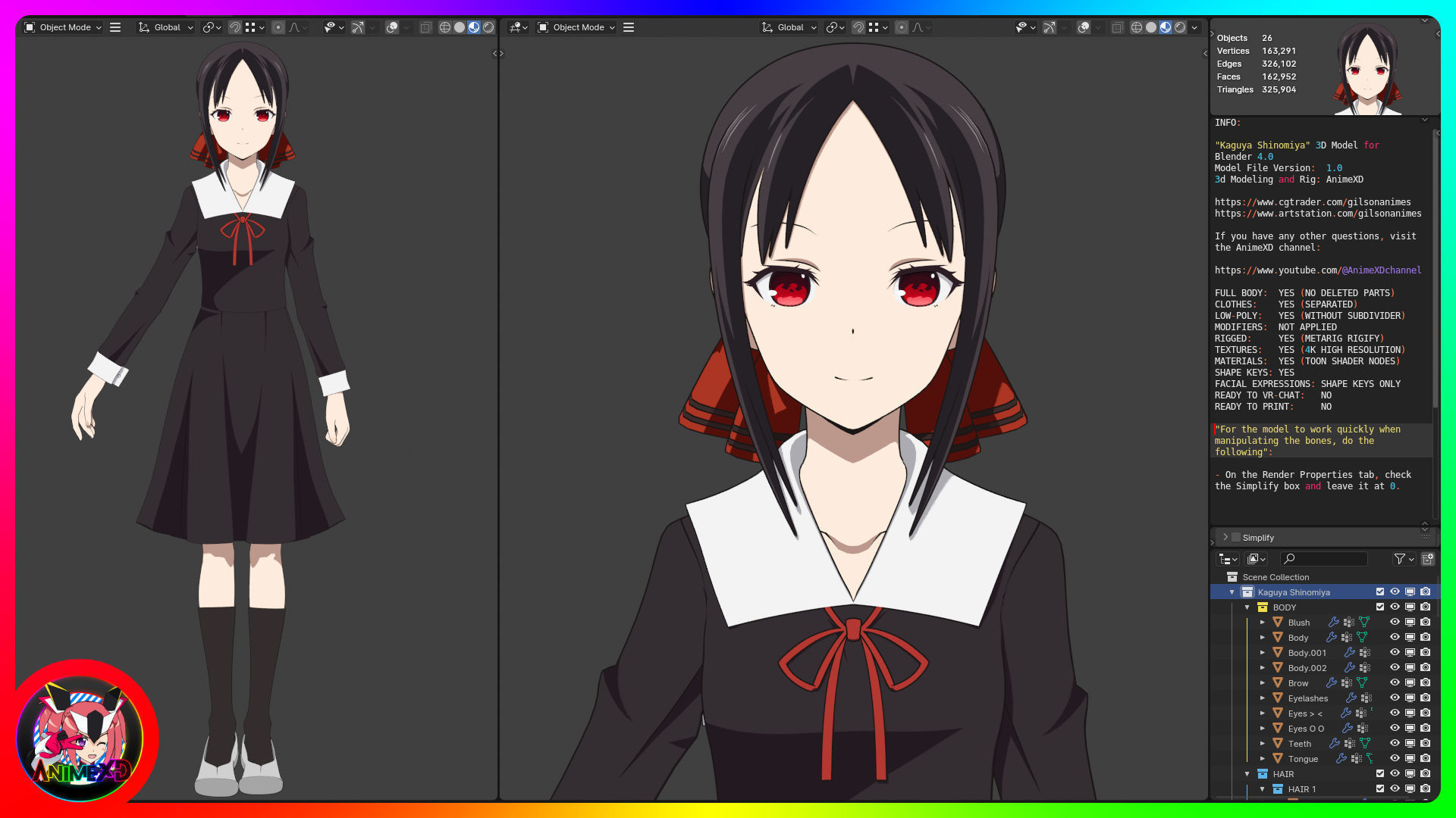Kaguya Shinomiya - Kaguya-sama Love Is War - 3D Model Blender 3D model ...