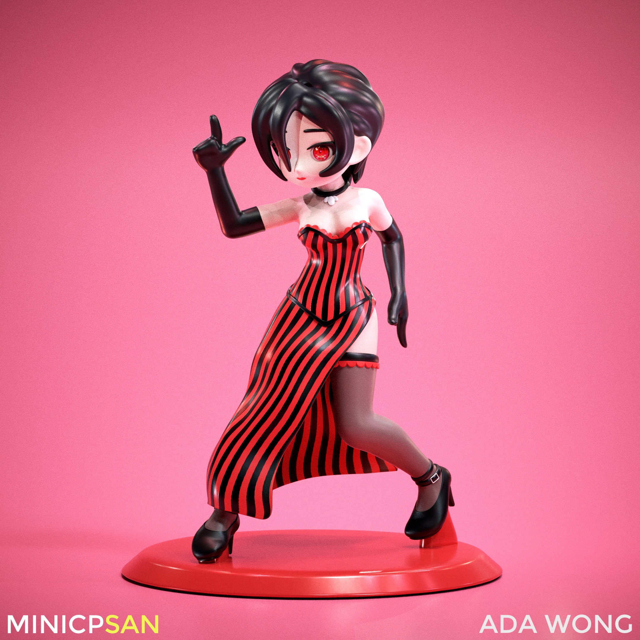 Mini Ada Wong Dress Outfit 01 - Resident Evil Game Figure 3D model 3D ...