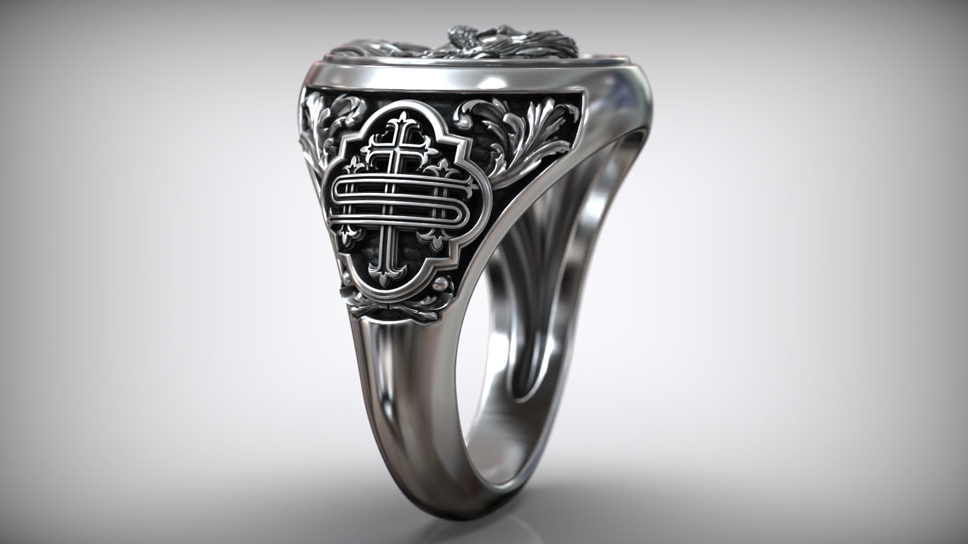 Jesus Christ Christogram Symbol Sacred Christian Ring 3D model 3D ...