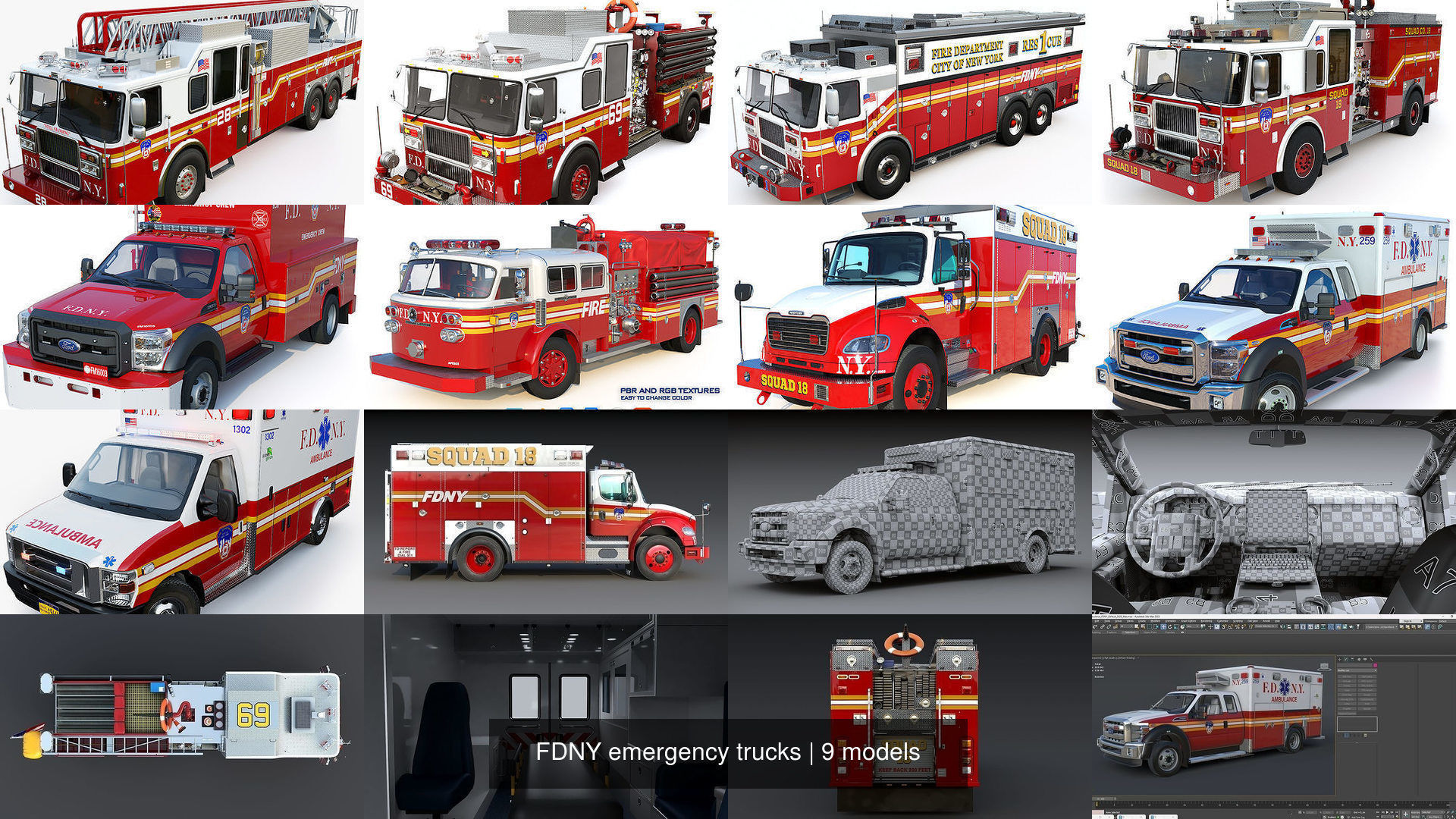 3D Model Collection FDNY emergency trucks VR / AR / low-poly | CGTrader