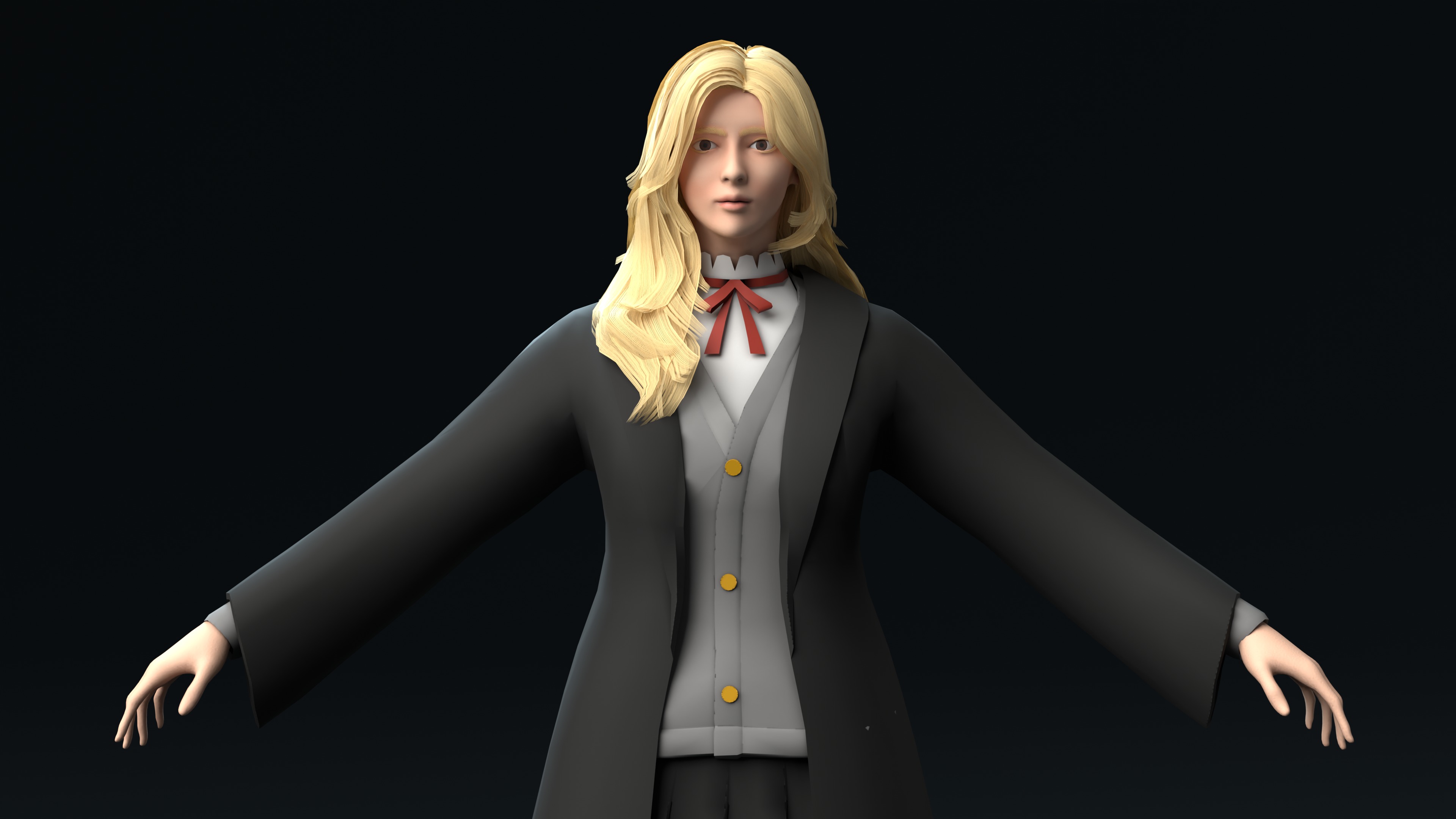 female wizard student free VR / AR / low-poly 3D model | CGTrader