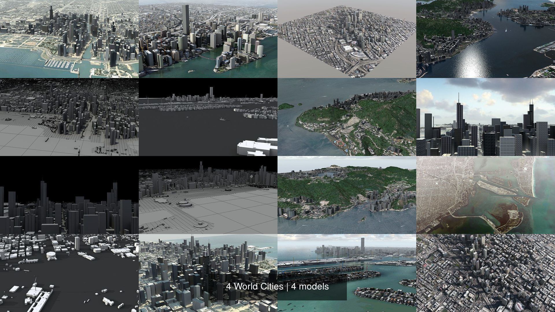 3D Model Collection 4 World Cities VR / AR / low-poly | CGTrader