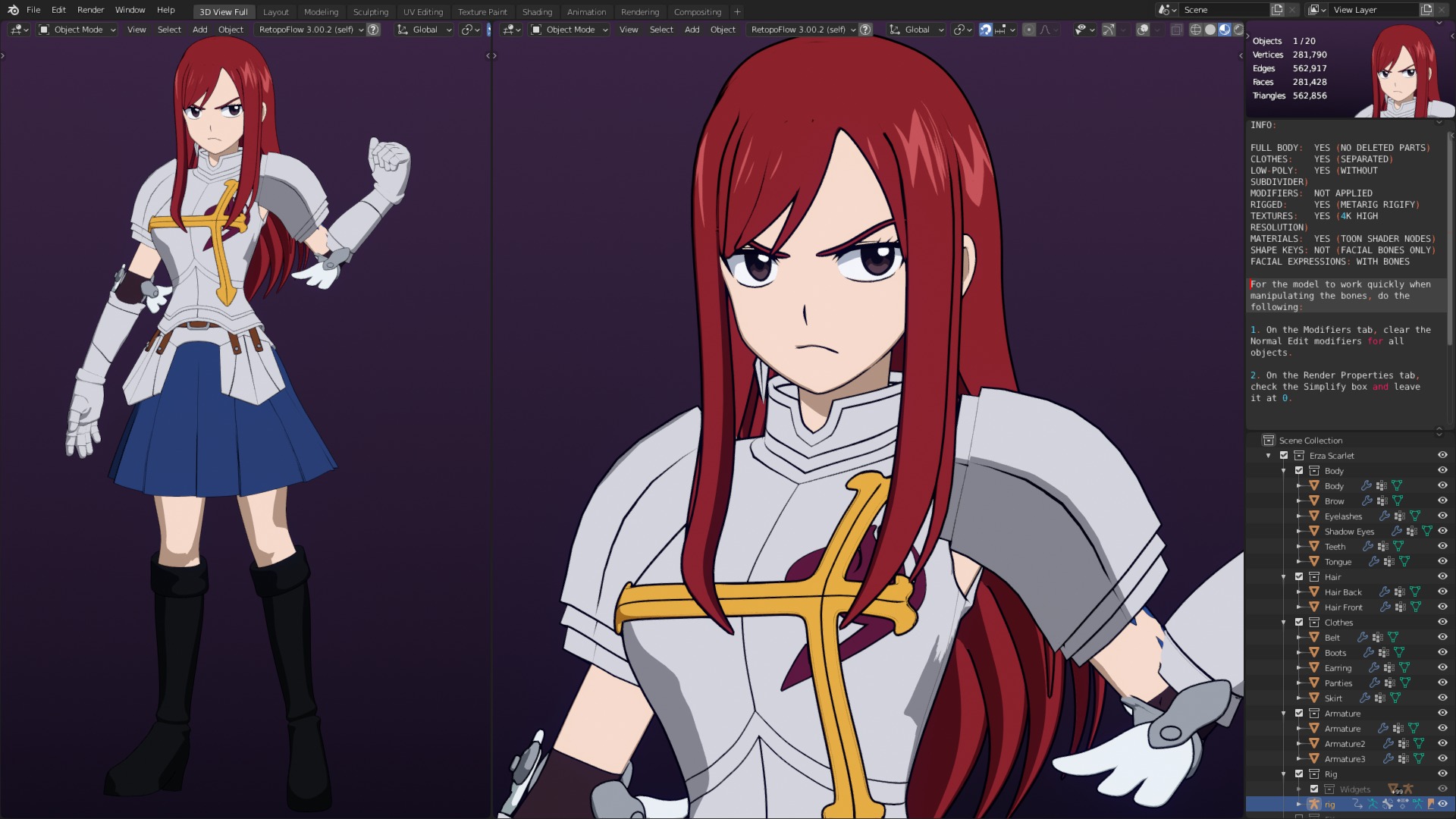 3D model Erza Scarlet - Fairy Tail Anime - Model 3D VR / AR / low-poly ...