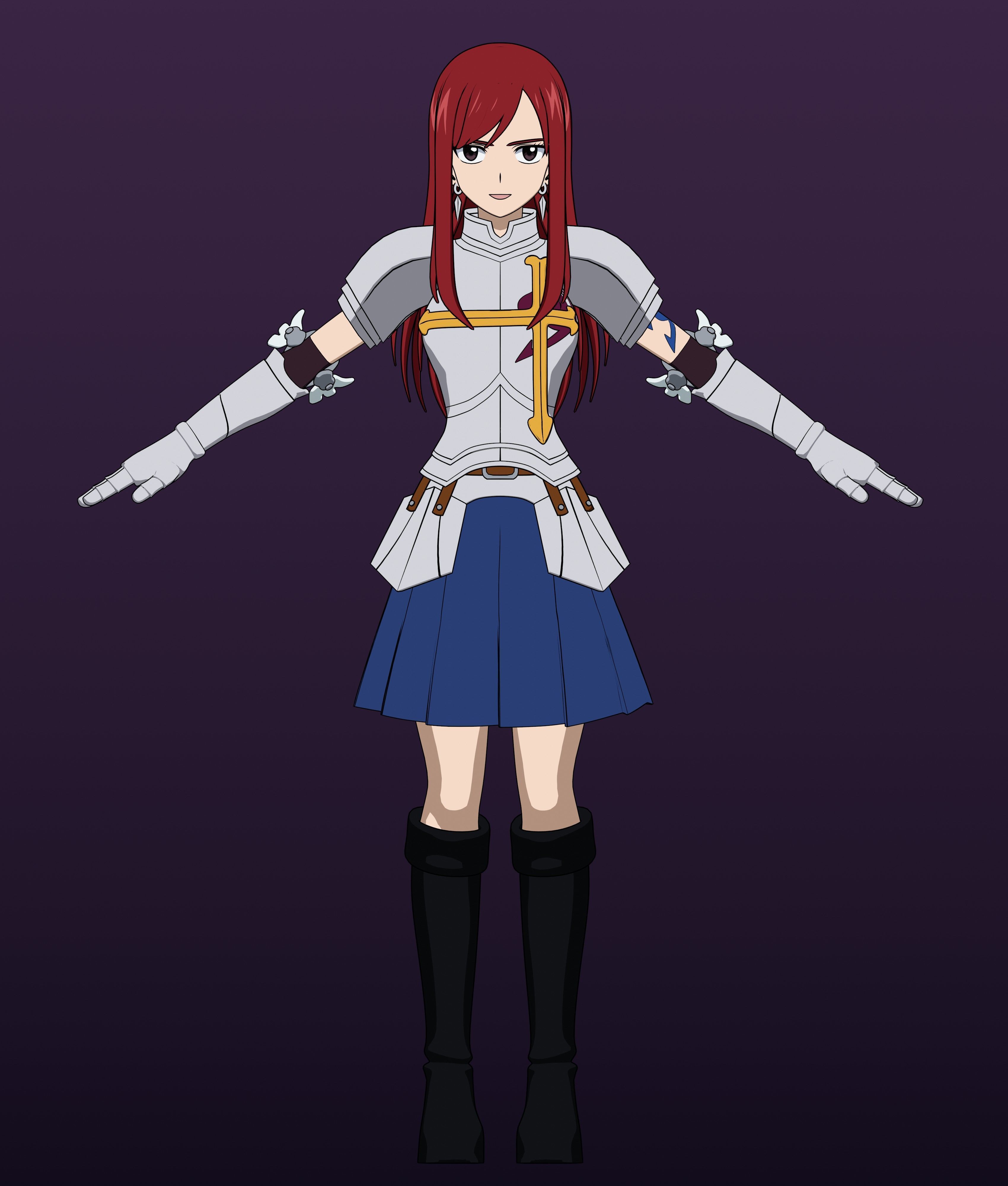 3D model Erza Scarlet - Fairy Tail Anime - Model 3D VR / AR / low-poly ...