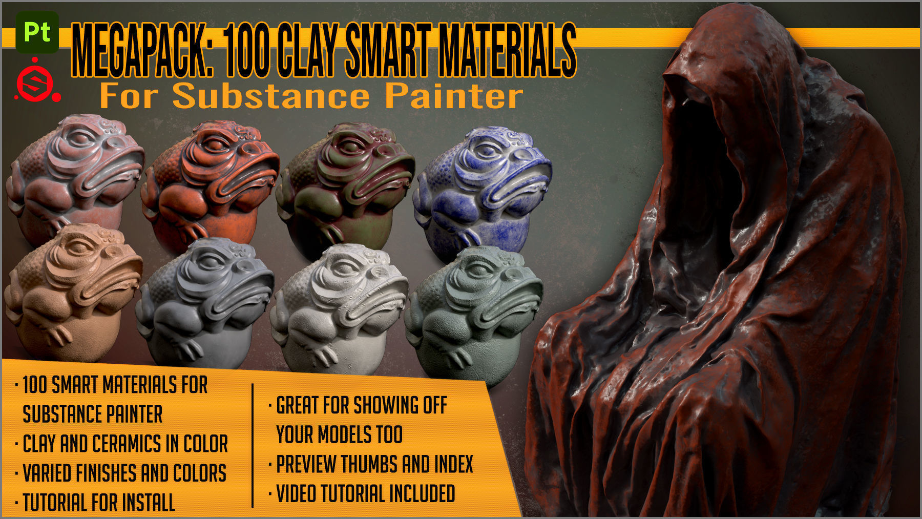 Megapack 100 Clay smart materials for Substance Painter Texture | CGTrader