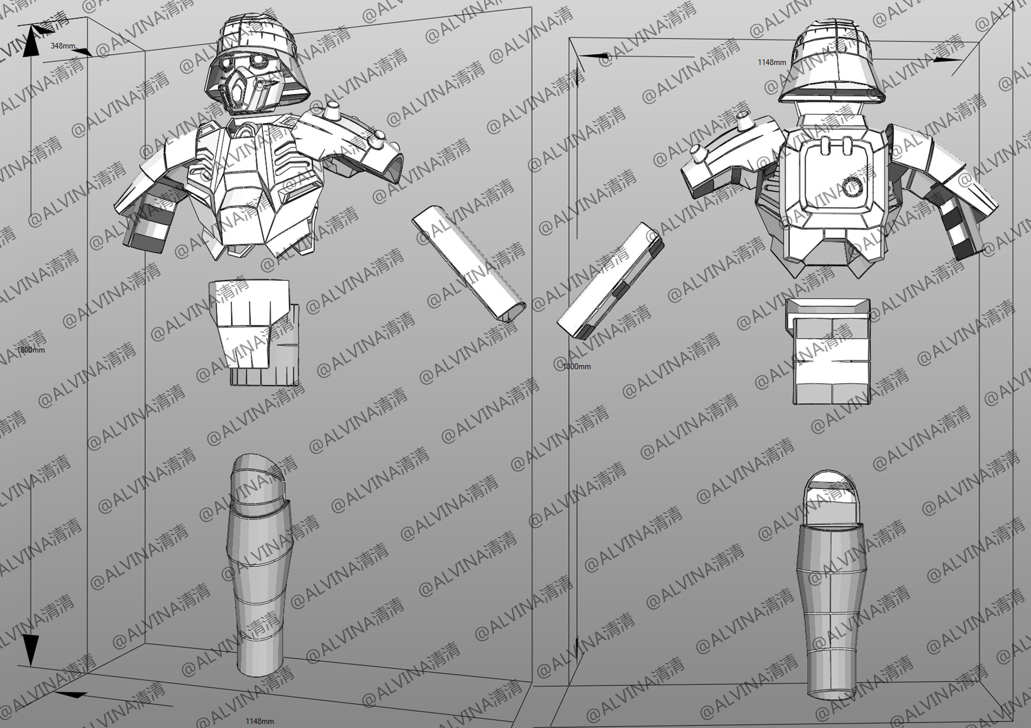 3D model Jin Roh Armor - DIY Cosplay Pepakura Foam Template VR / AR ...