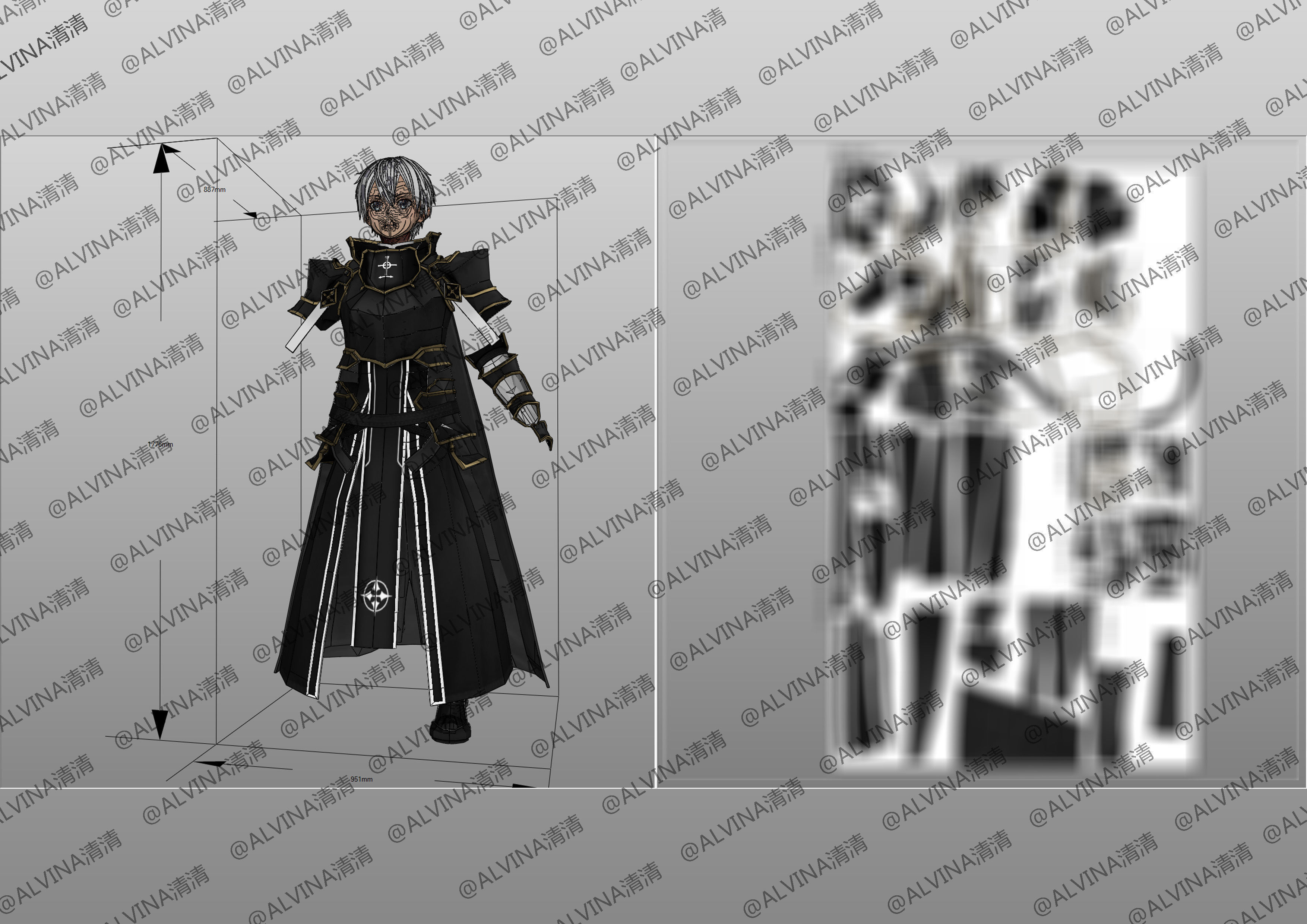 3D model SAOLR Kirito Integrity Knight Armor - DIY Cosplay Pepakura ...