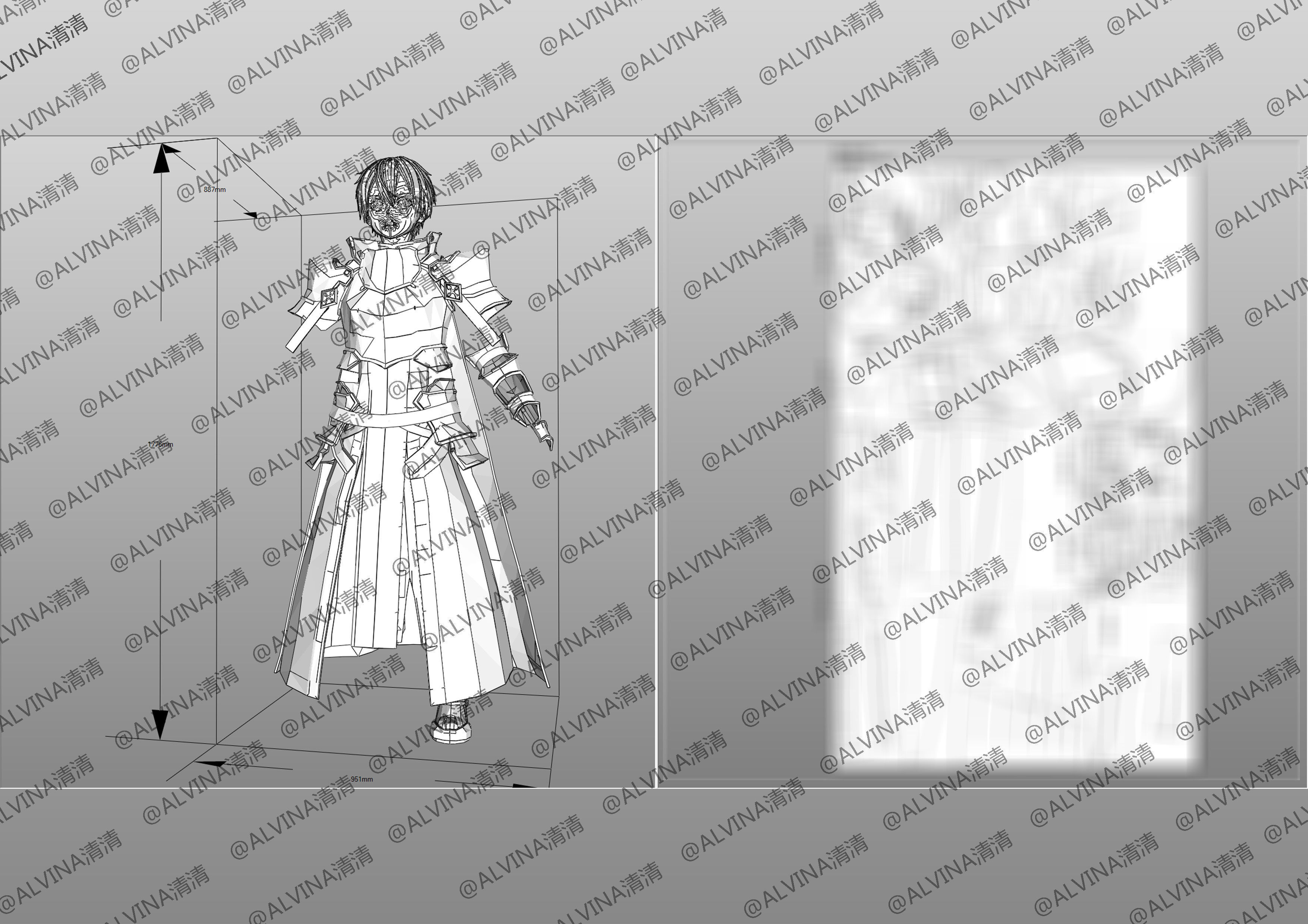 3D model SAOLR Kirito Integrity Knight Armor - DIY Cosplay Pepakura ...