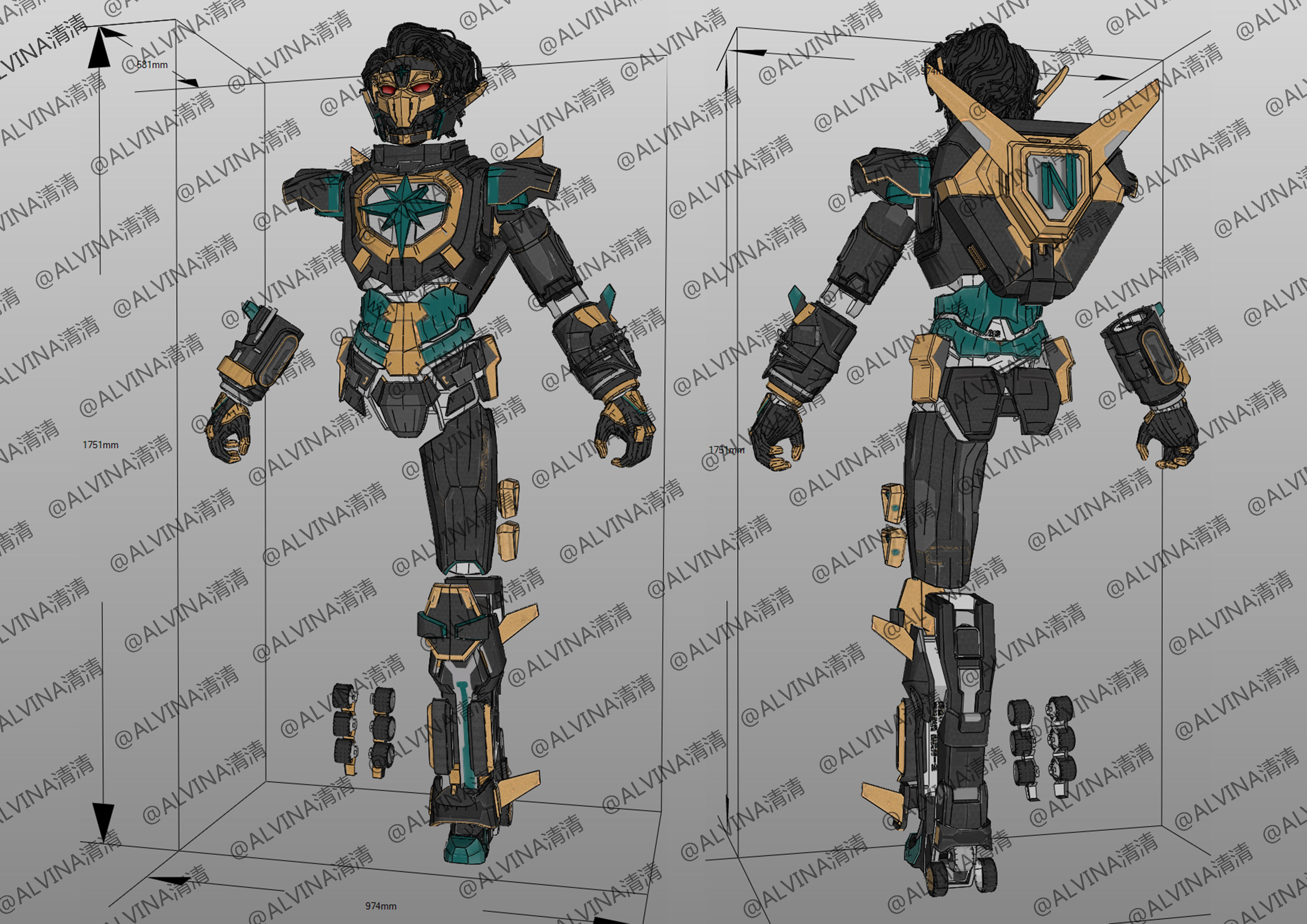 3D model APEX Legends Horizon Rising Storm Armor - DIY Cosplay Pepakura ...