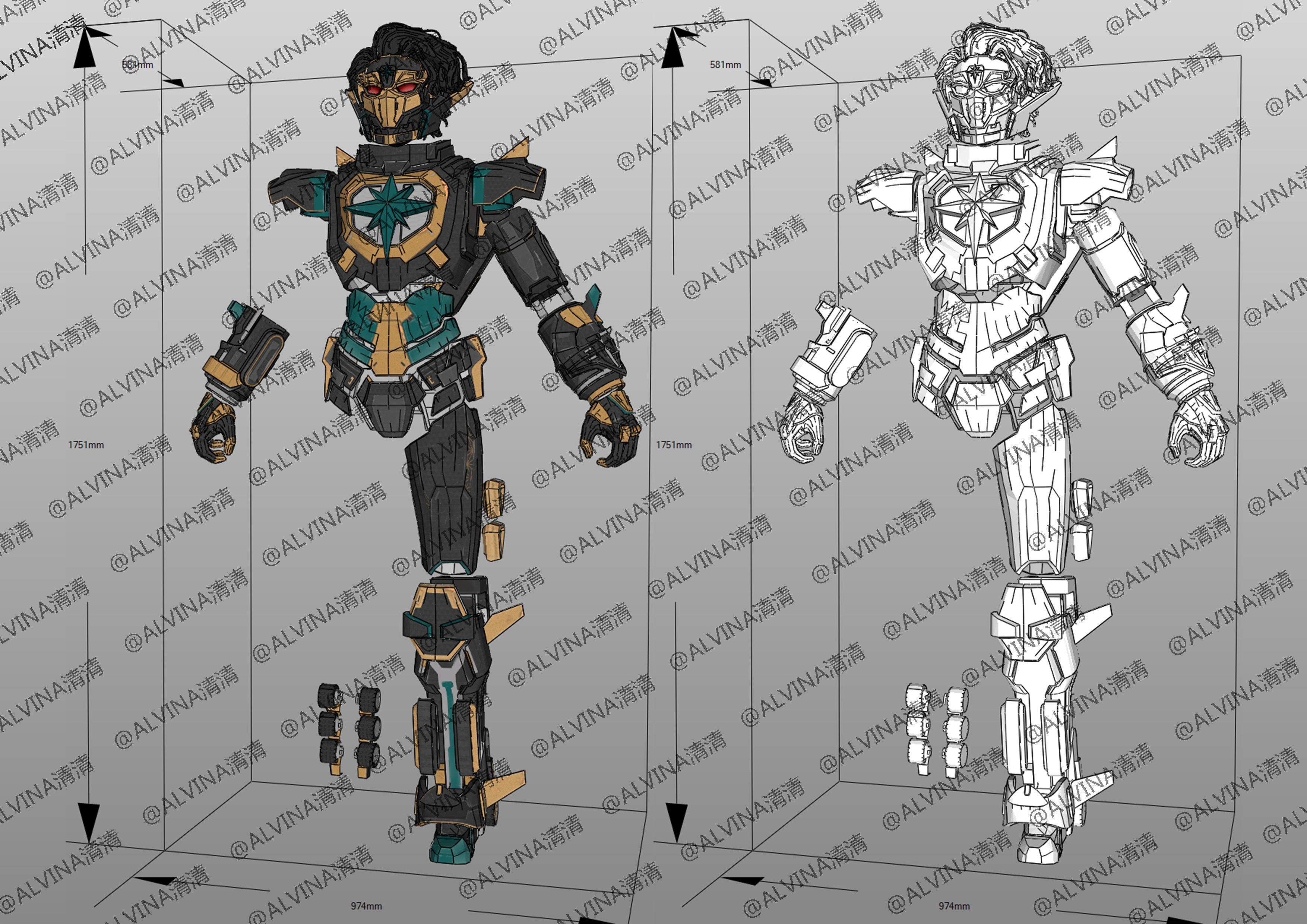 3D model APEX Legends Horizon Rising Storm Armor - DIY Cosplay Pepakura ...