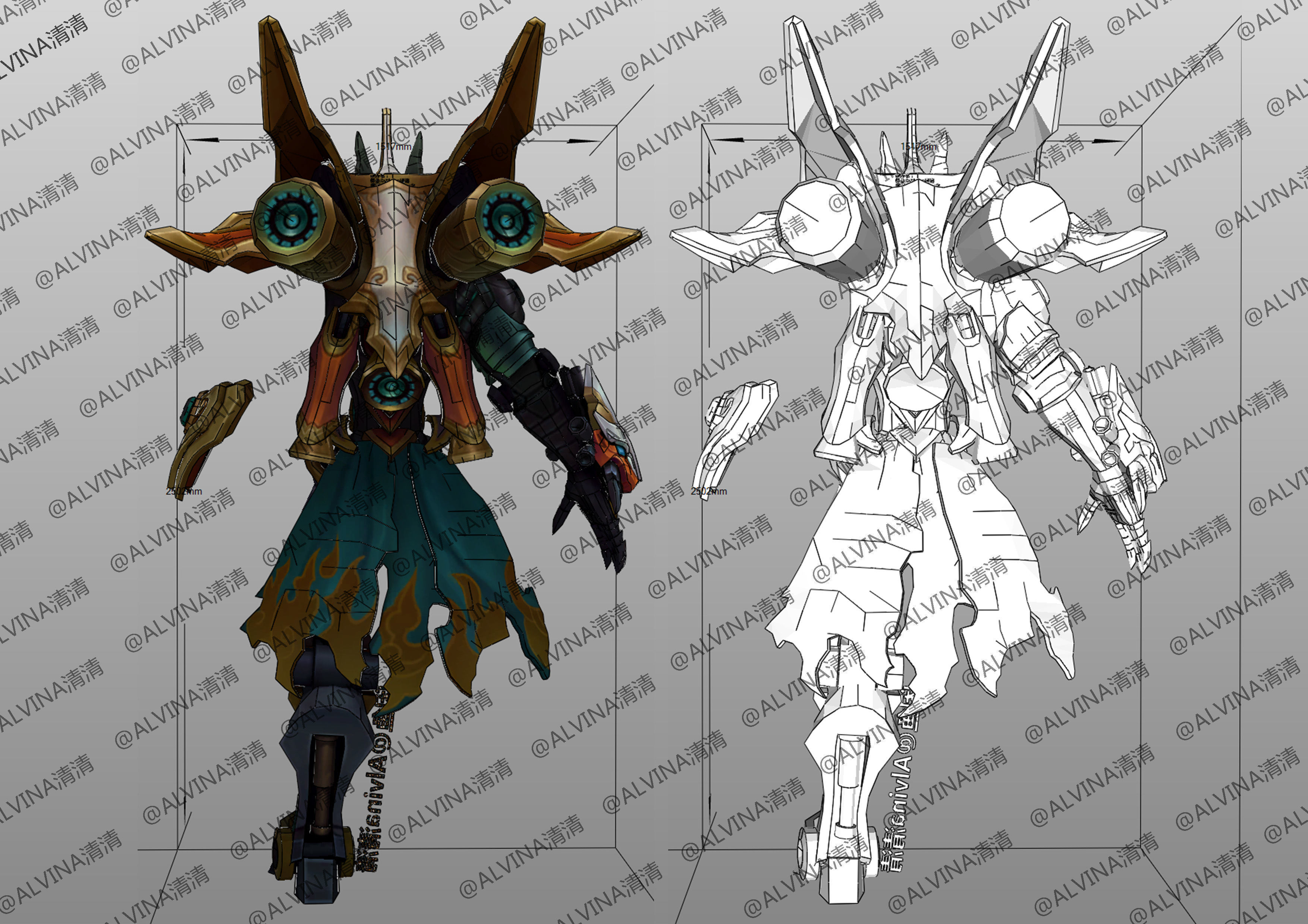 3D model LOL Kingdom Mech Sett Armor - DIY Cosplay Pepakura Foam ...