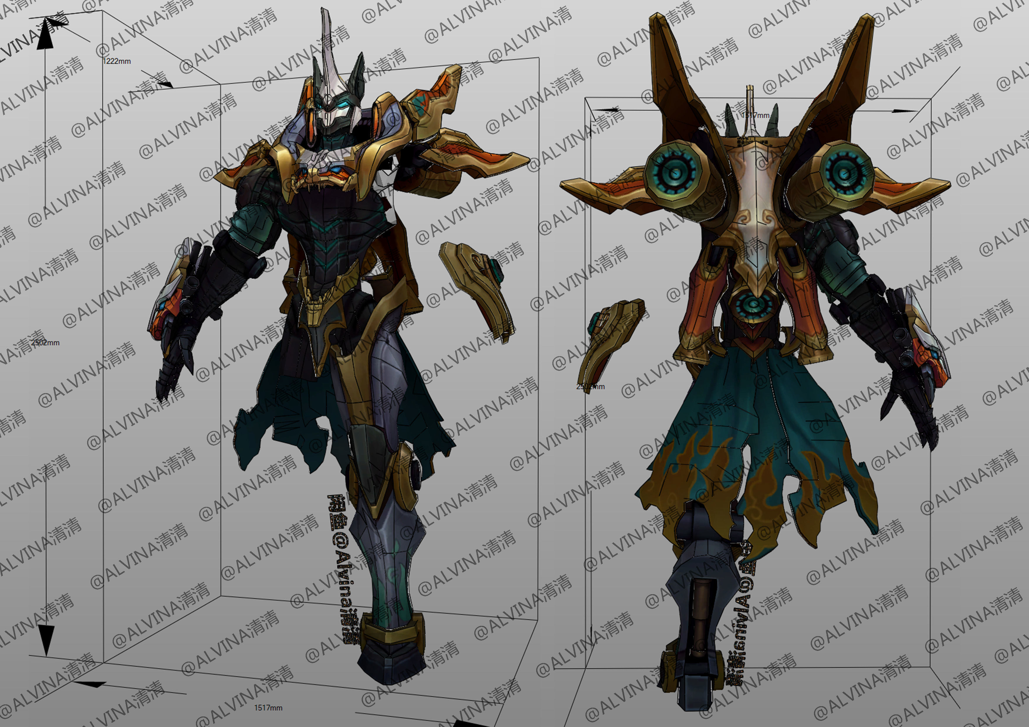 3D model LOL Kingdom Mech Sett Armor - DIY Cosplay Pepakura Foam ...