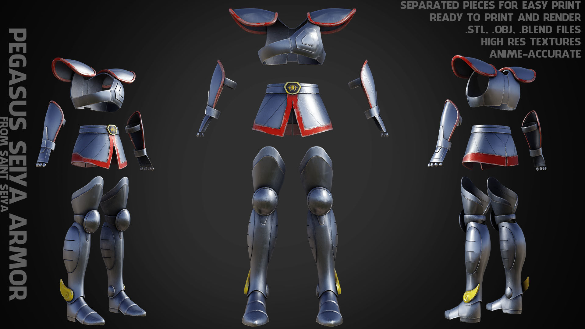 Saint Seiya Pegasus Seiya Armor for Cosplay 3D model 3D printable ...