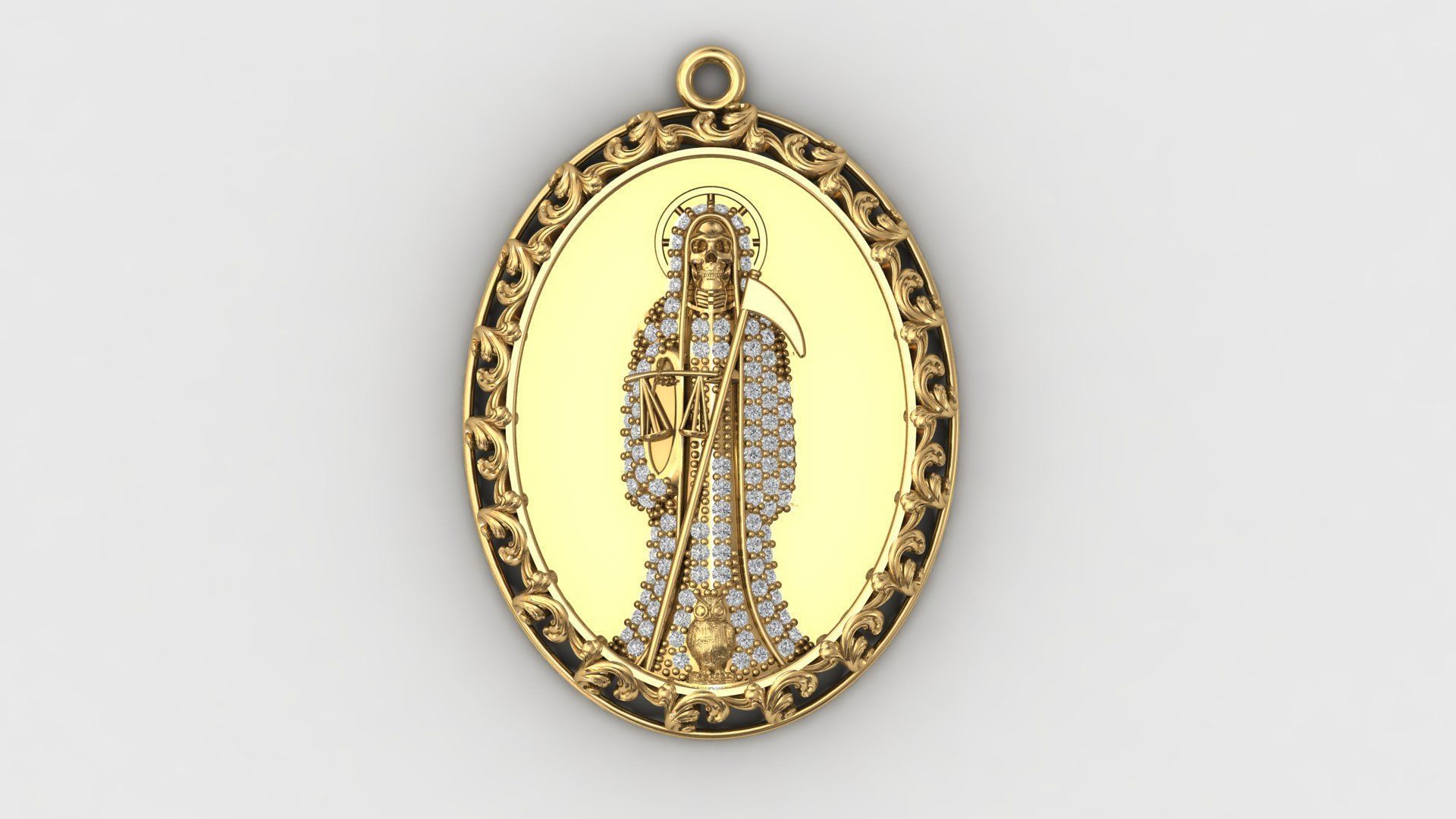 santa muerte holy death small size pendant 3D STL 3DM skull 3D model 3D ...