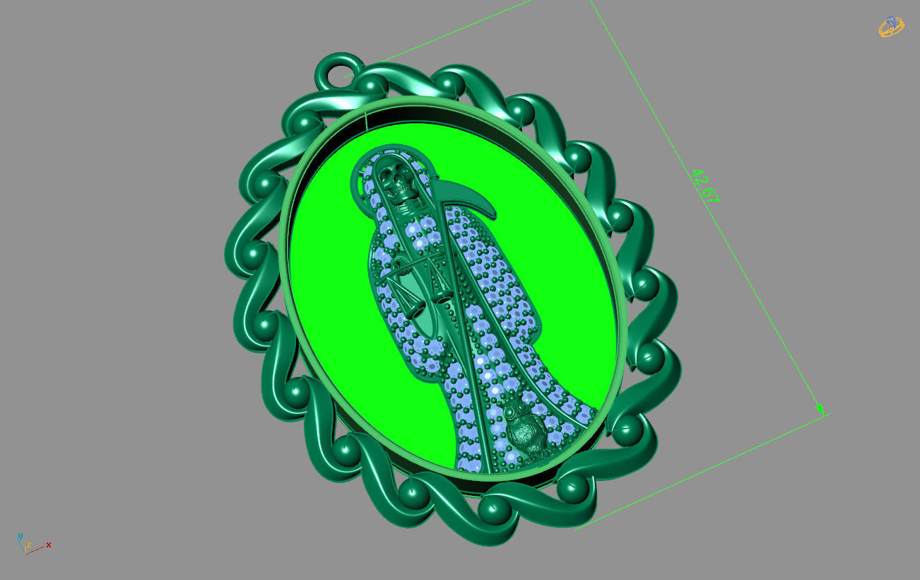 santa muerte holy death small size pendant 3D STL 3DM skull 3D model 3D printable | CGTrader