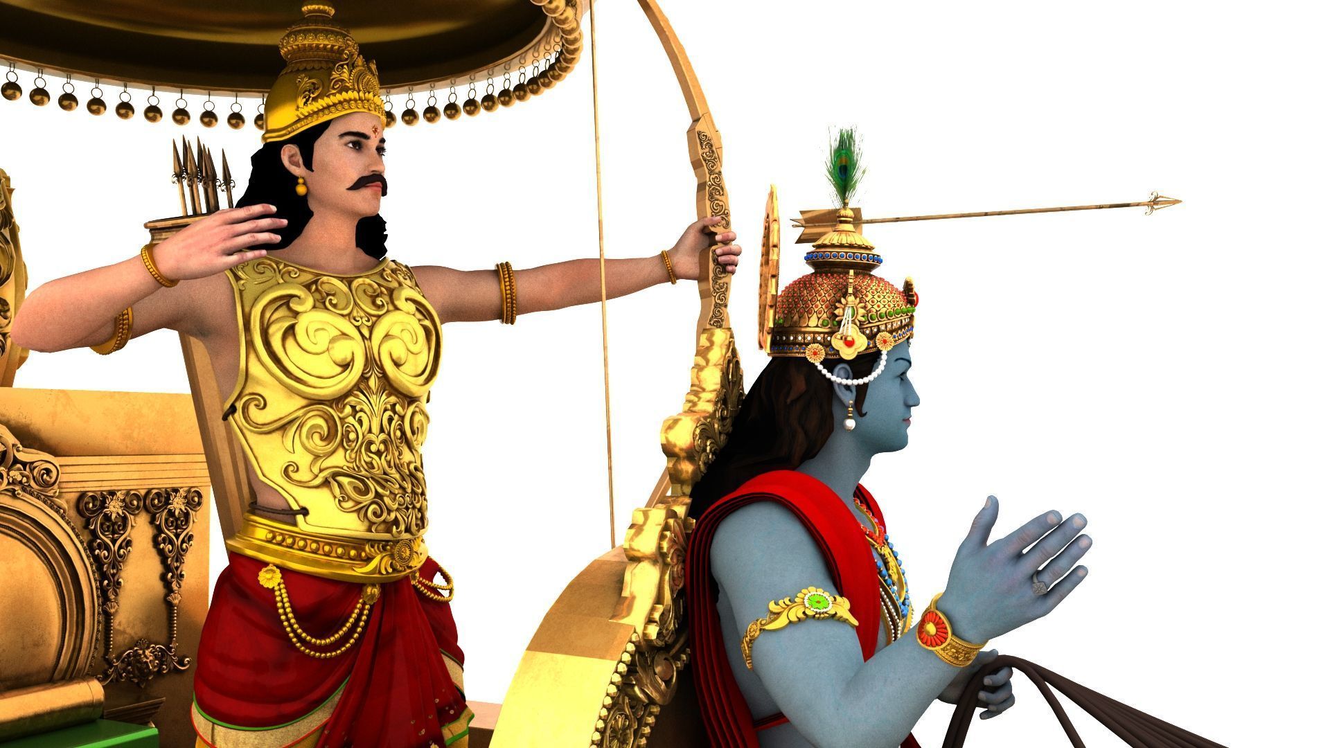 lord krishna arjuna 3D model | CGTrader
