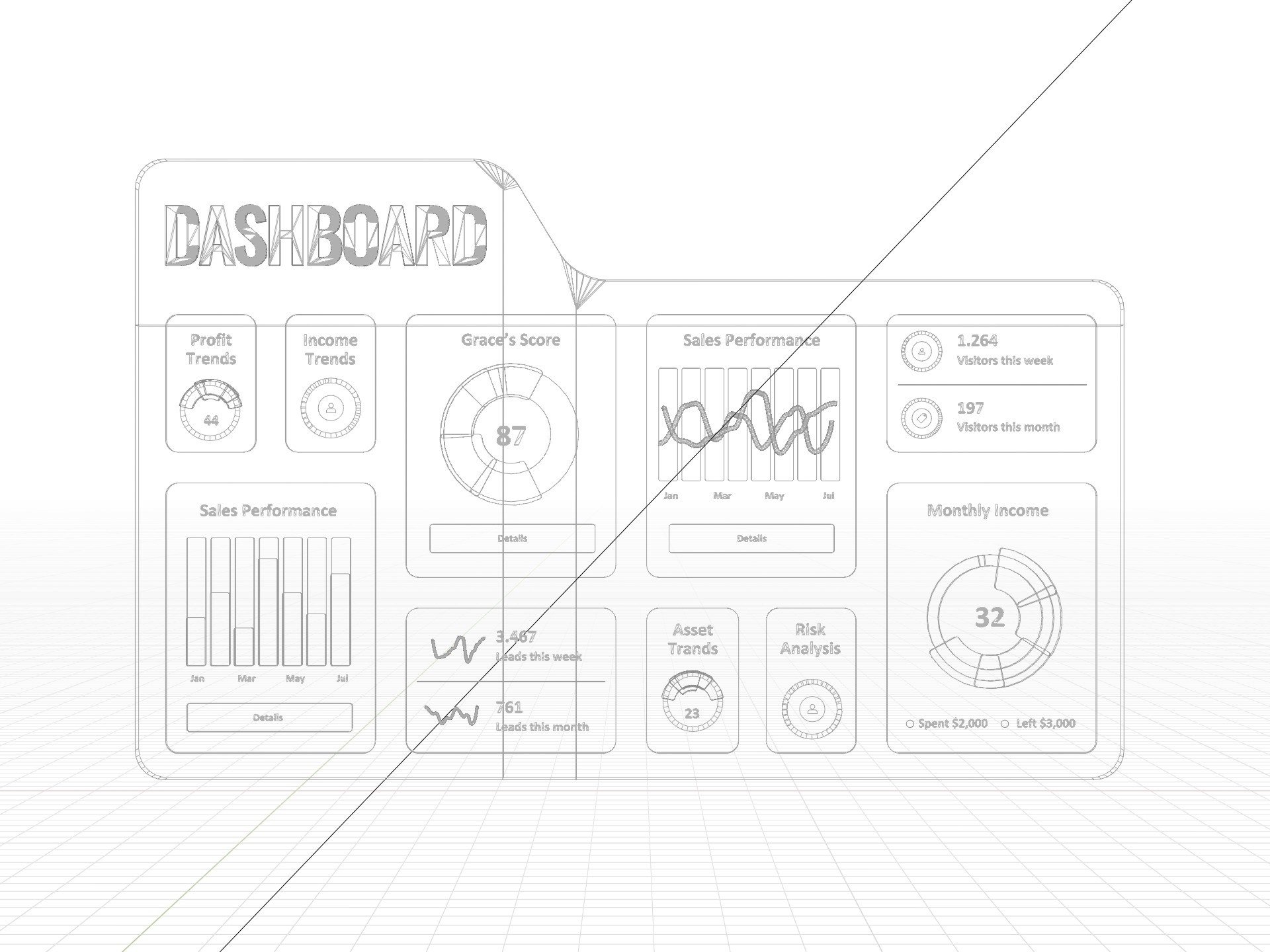 UI Statistics Graph Tax Analytic Dashboard Interface free 3D model ...