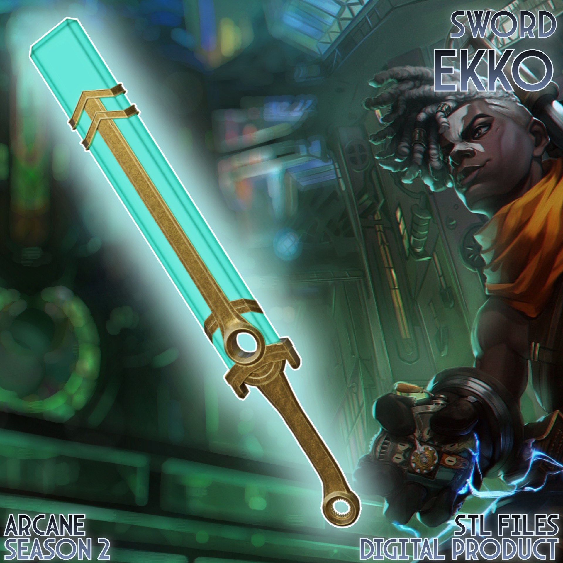 Ekko Cosplay Sword Arcane League of Legends 3D model 3D printable ...