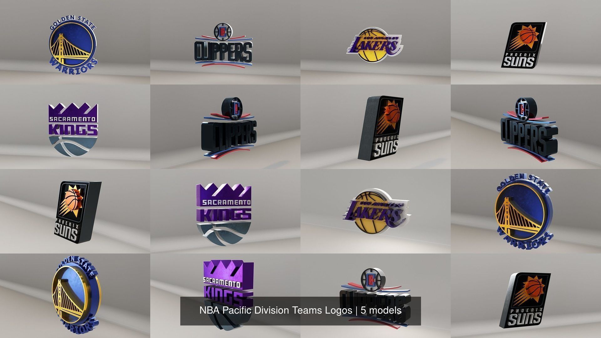 NBA Pacific Division Teams Logos 3D Model Collection | CGTrader