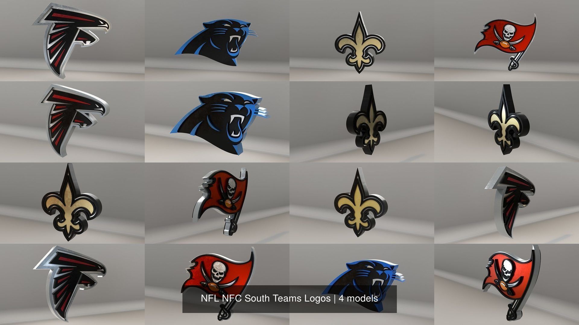 NFL NFC South Teams Logos 3D Model Collection | CGTrader