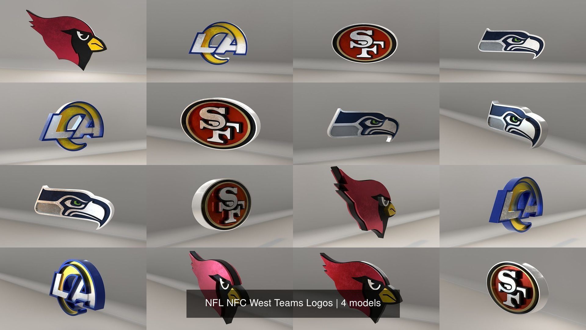 NFL NFC West Teams Logos 3D Model Collection | CGTrader