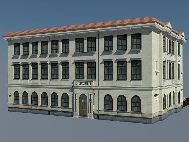 European High School 3D Model 3D model | CGTrader