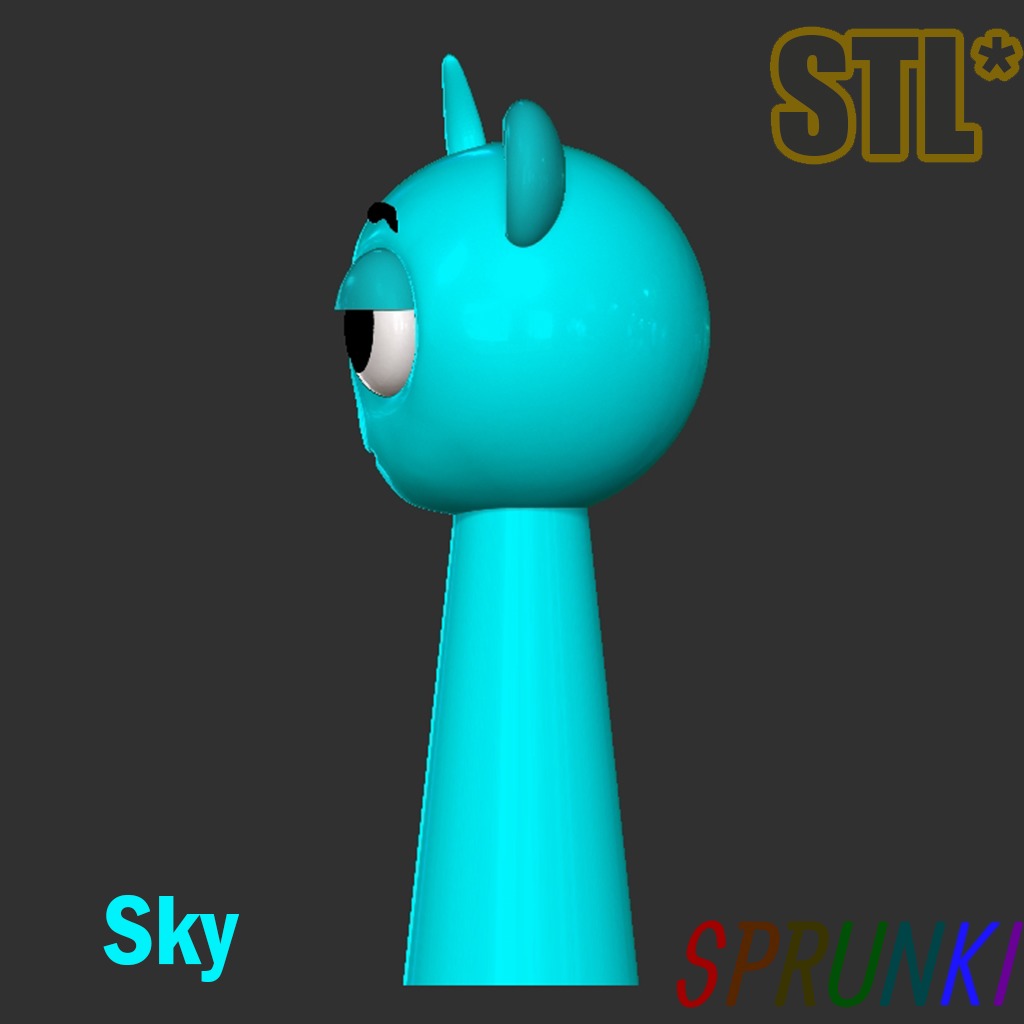 Sprunki Incredibox Sky Blue STL 3D Character Fanart 3D model 3D ...