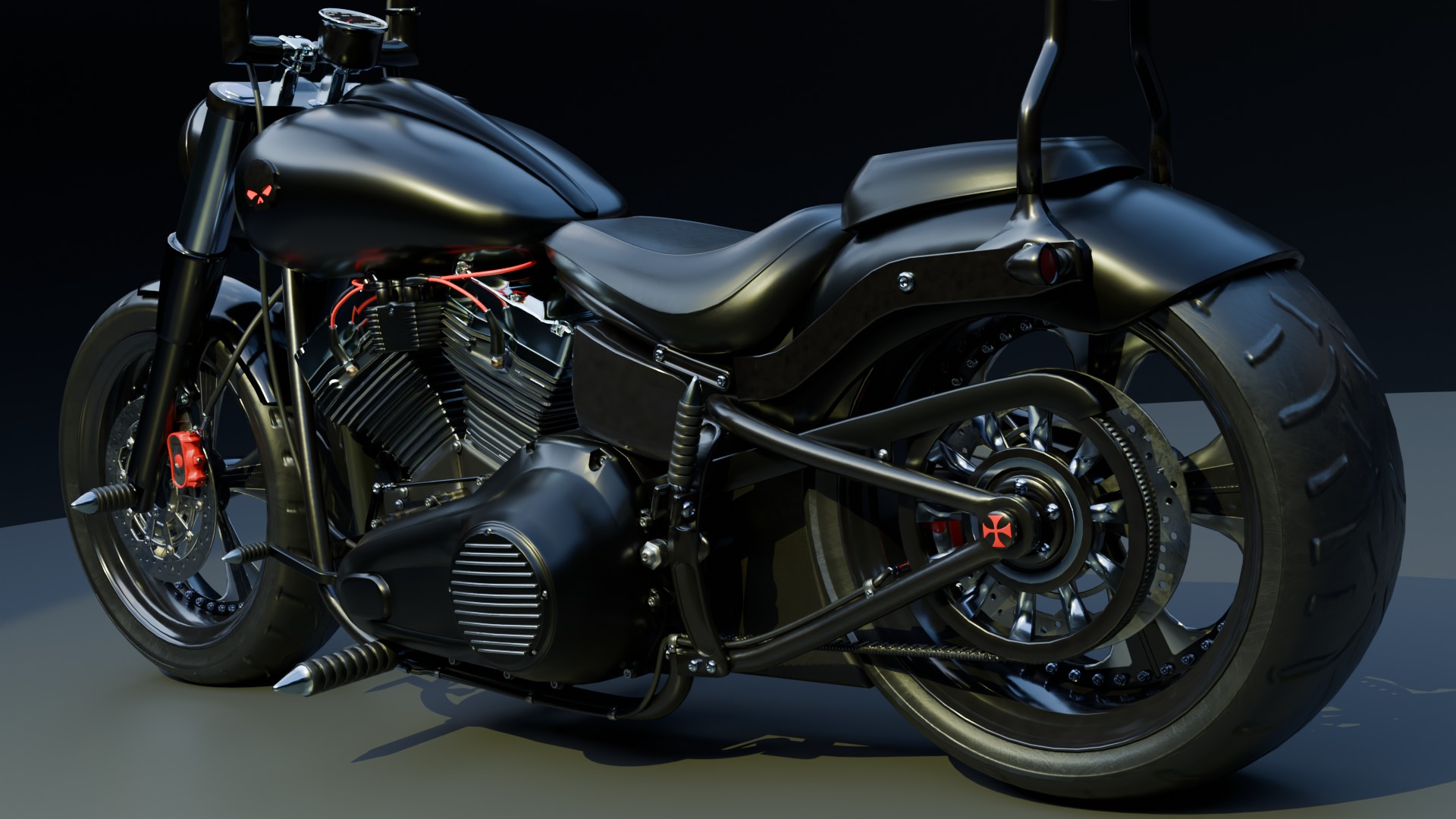 Custom Bike Red Eyes Skull Motorcycle 3D model | CGTrader