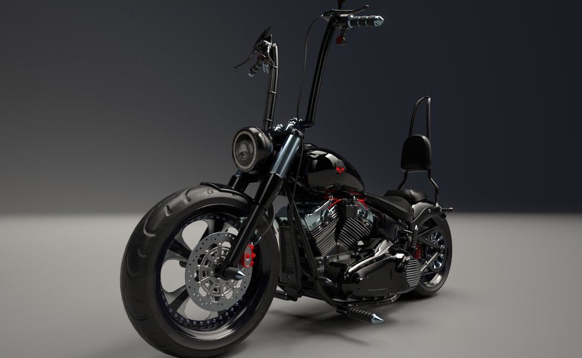 Custom Bike Red Eyes Skull Motorcycle 3D model | CGTrader