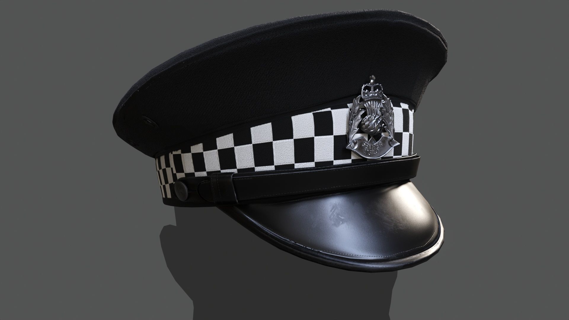 3D model cotland Police Flat Cap 3D Model 4K PBR Textures GameReady VR ...