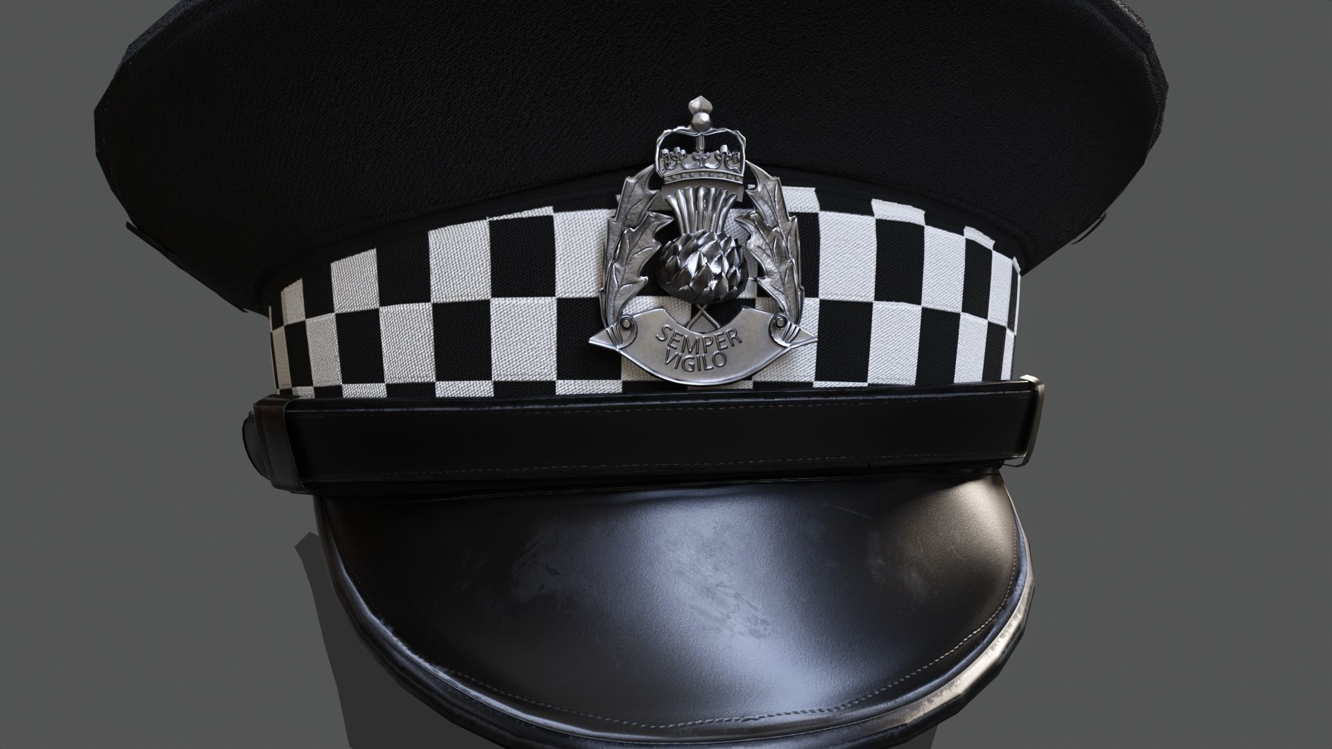 3D model cotland Police Flat Cap 3D Model 4K PBR Textures GameReady VR ...