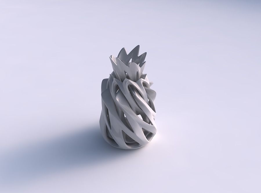 Vase rose spikes with intersection through cuts twisted and s... 3D ...