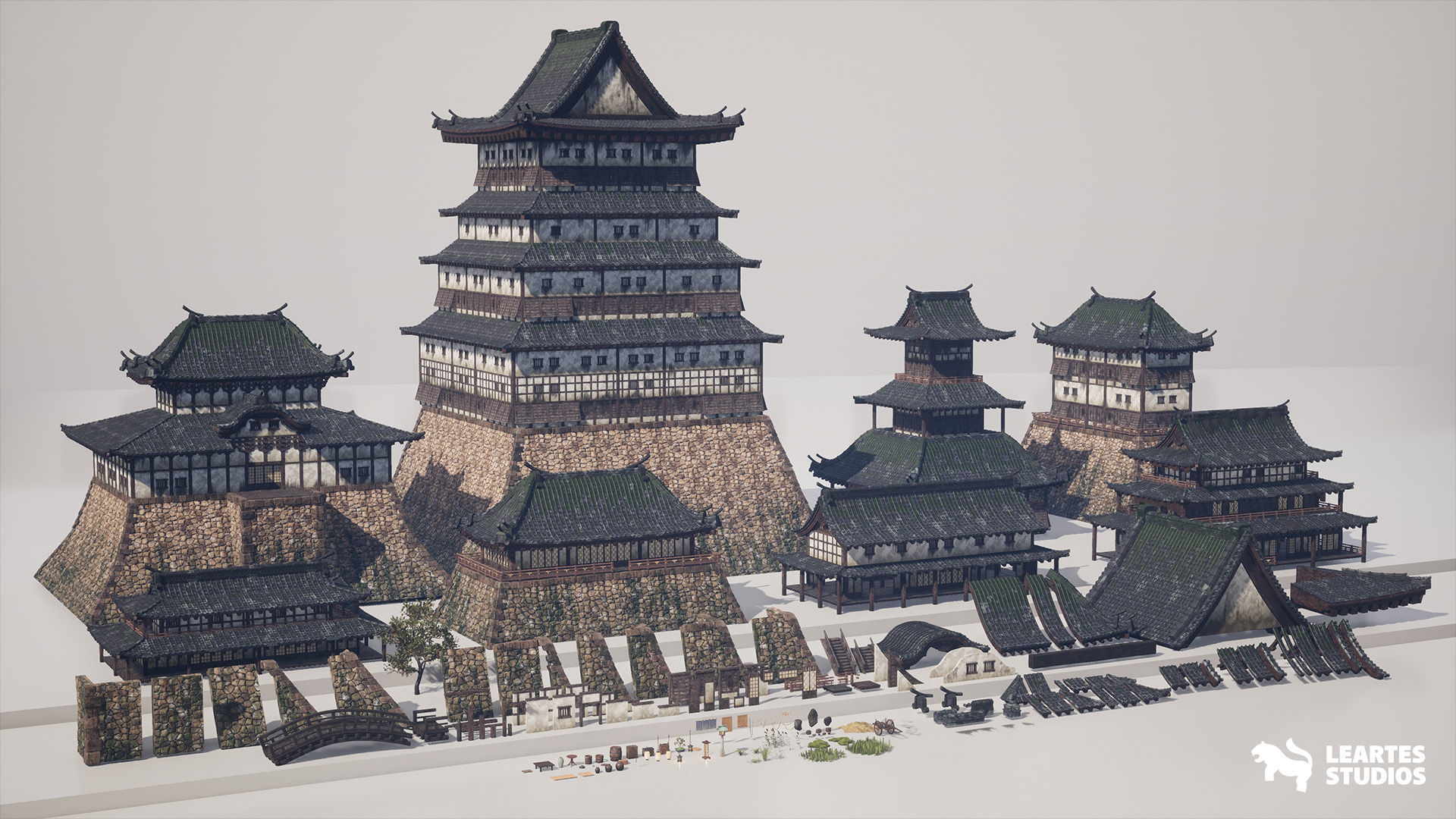 3D model Feudal Japanese Castle Environment VR / AR / low-poly | CGTrader