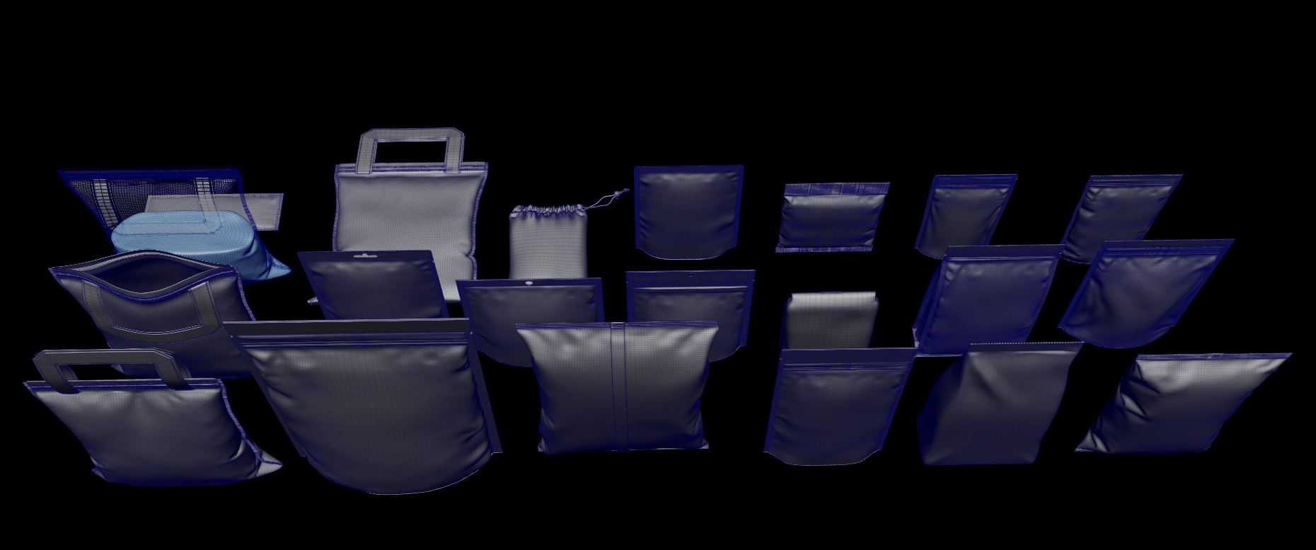 3D model Pouches pack VR / AR / low-poly | CGTrader