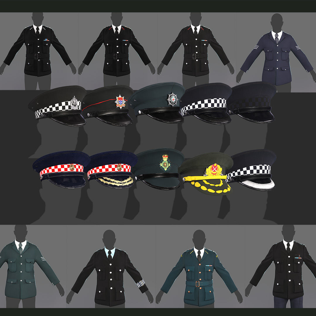 Formal Uniform Collection Police Fire Brigade Ambulance Uniforms VR ...