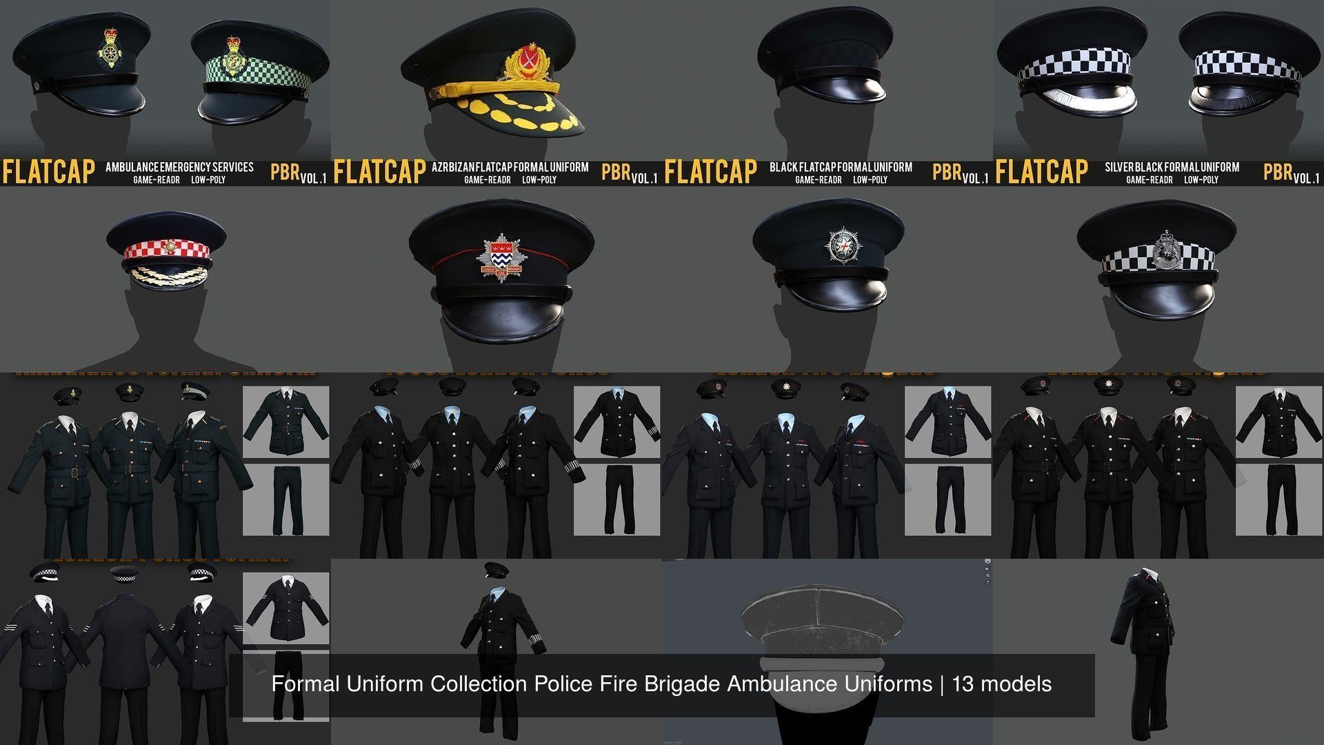Formal Uniform Collection Police Fire Brigade Ambulance Uniforms VR ...