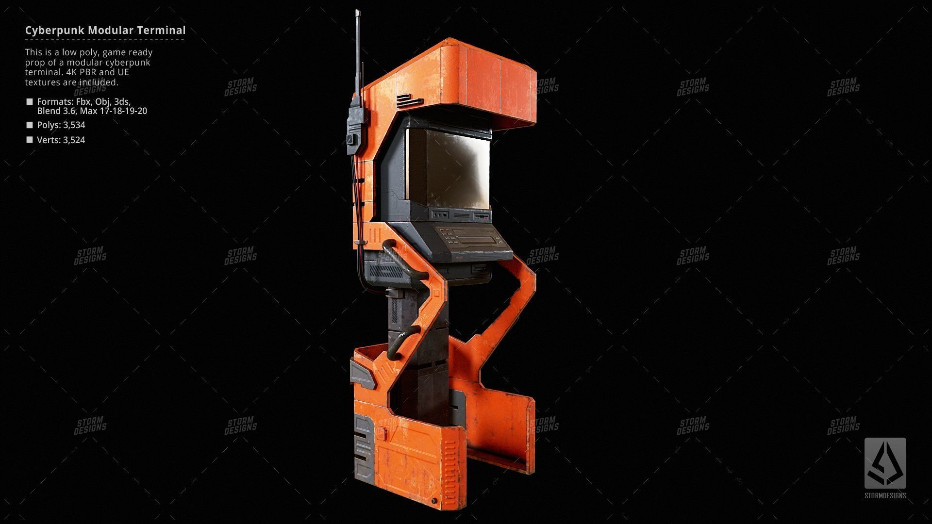 3D model Cyberpunk ATM Modular Terminal Computer Low Poly 3D PBR UE5 VR ...