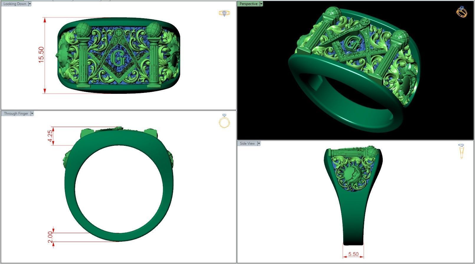 Masonic Temple Freemasonry Astrology Moon and Sun Signet 3D model 3D ...