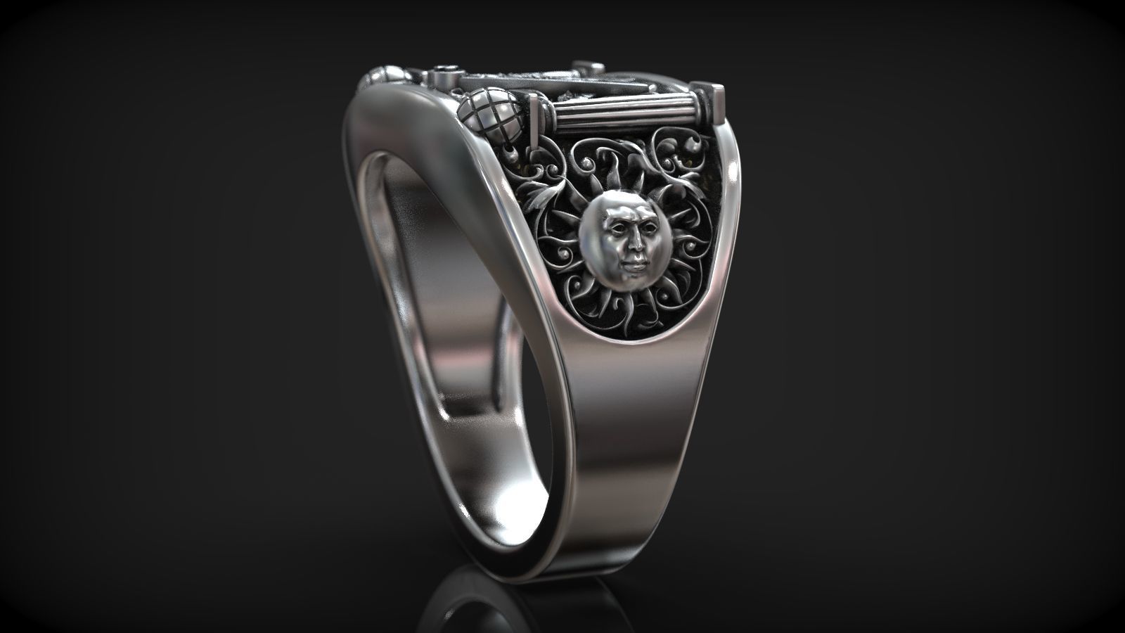 Masonic Temple Freemasonry Astrology Moon and Sun Signet 3D model 3D ...