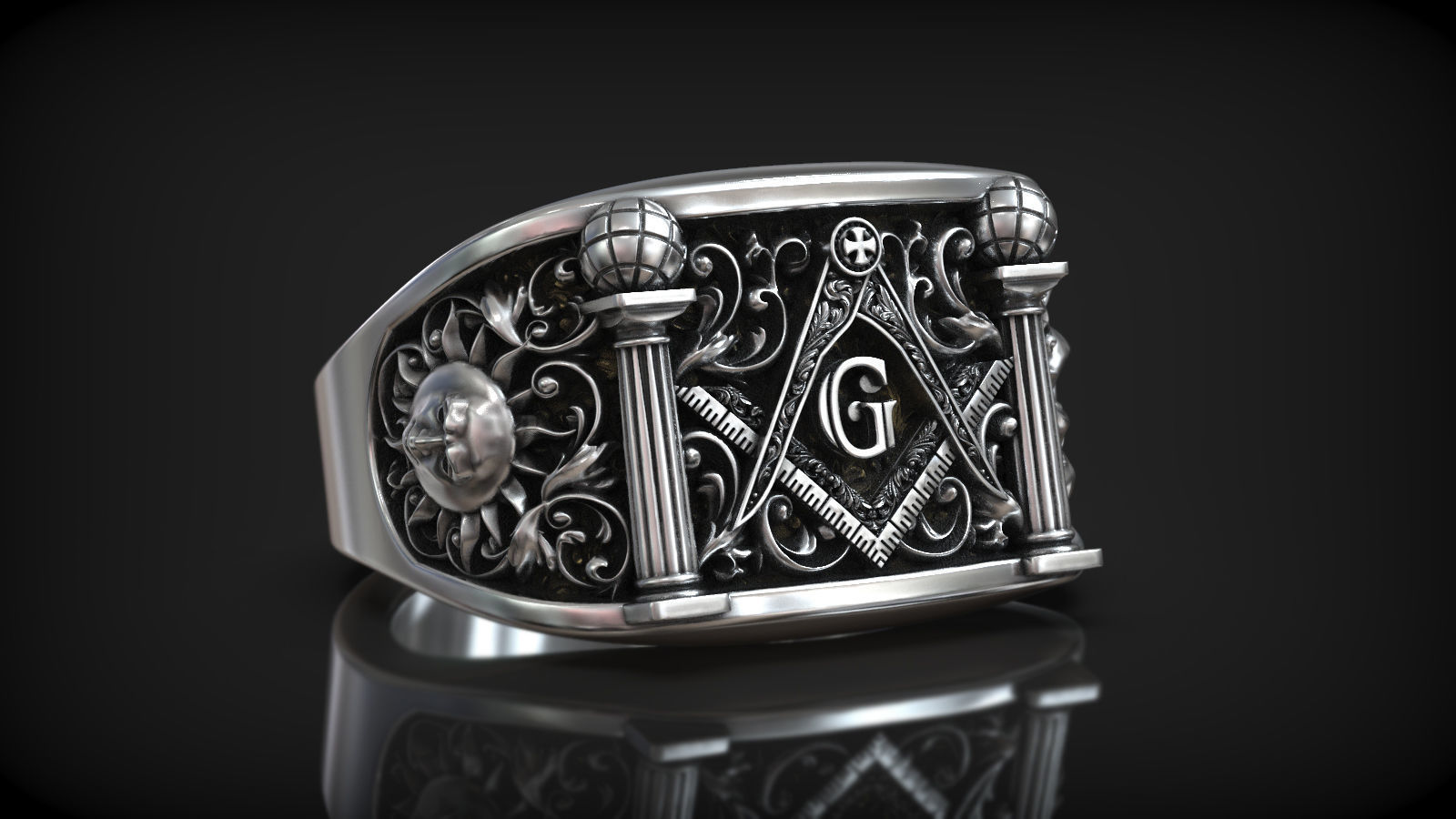 Masonic Temple Freemasonry Astrology Moon and Sun Signet 3D model 3D ...