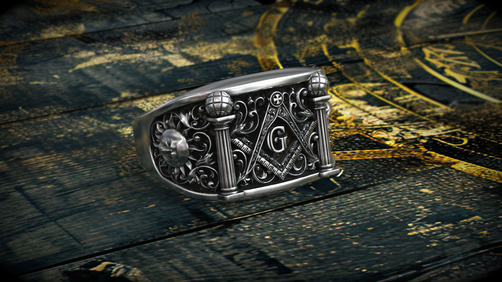 Masonic Temple Freemasonry Astrology Moon and Sun Signet 3D model 3D ...