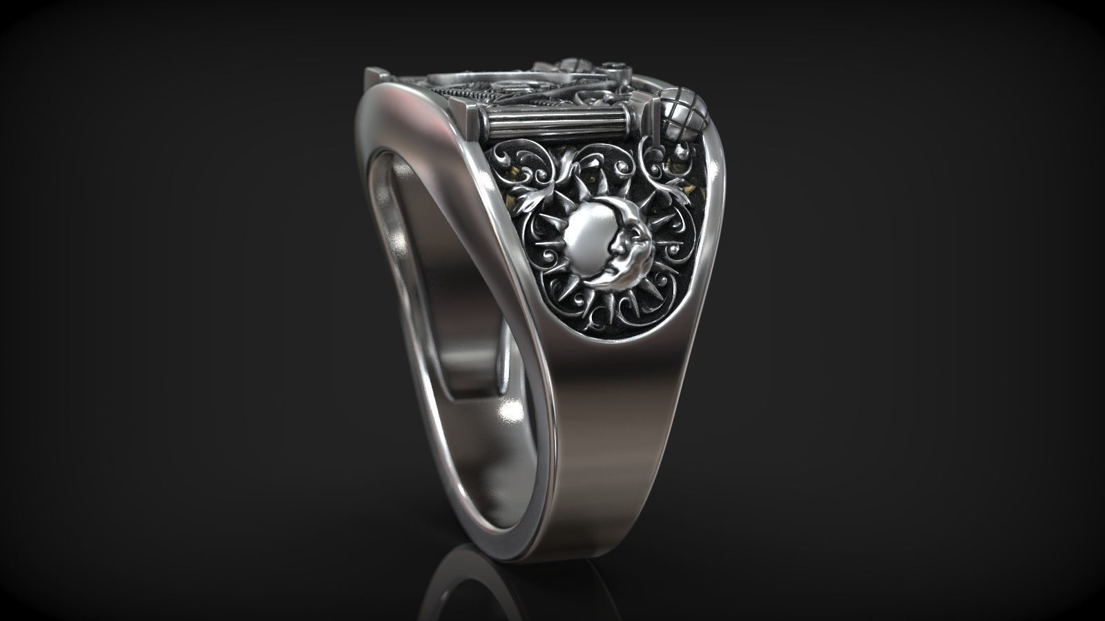 Masonic Temple Freemasonry Astrology Moon and Sun Signet 3D model 3D ...