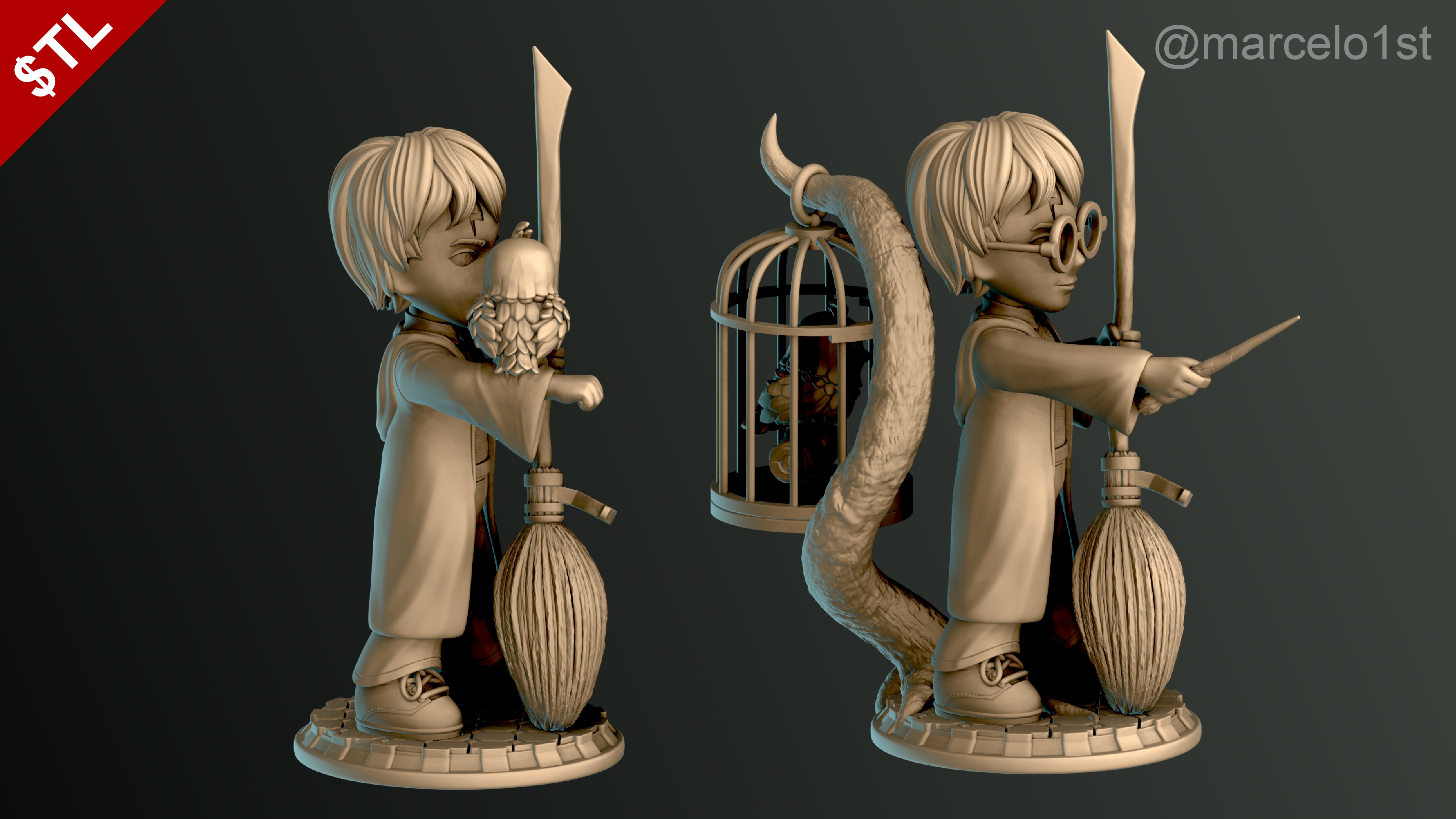 Diorama Harry Potter - Hermione - Rony 3D model 3D printable | CGTrader