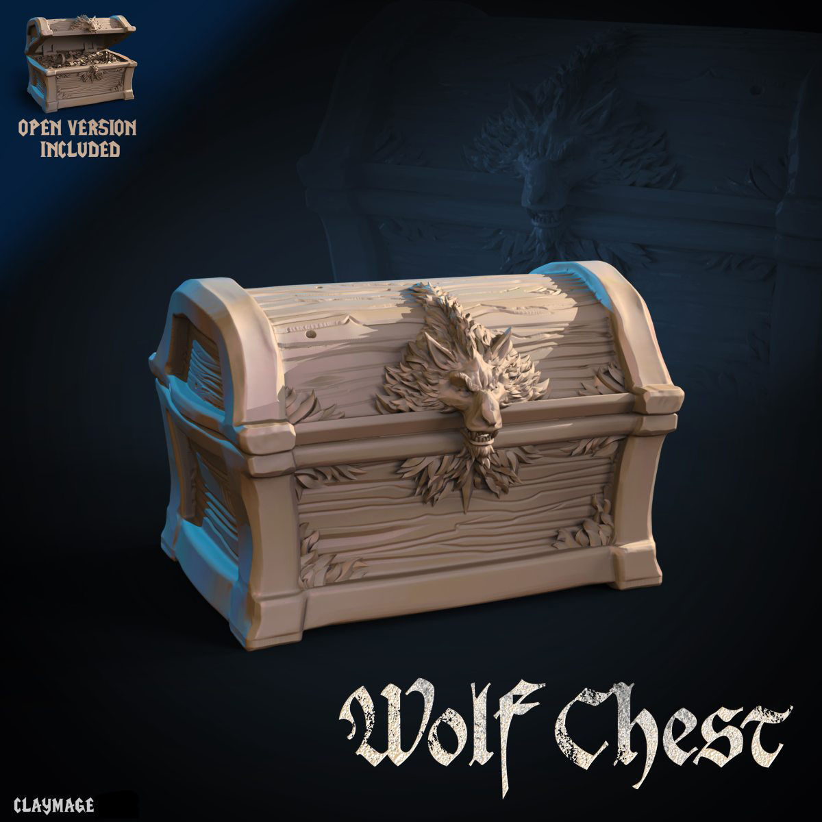 FREE STL Wolf Chest Treasure chest free 3D model 3D printable | CGTrader