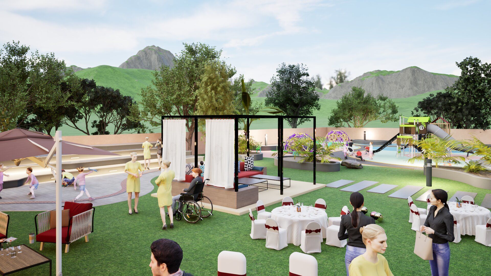 3D model Modern Rooftop and Lawn Party House VR / AR / low-poly | CGTrader